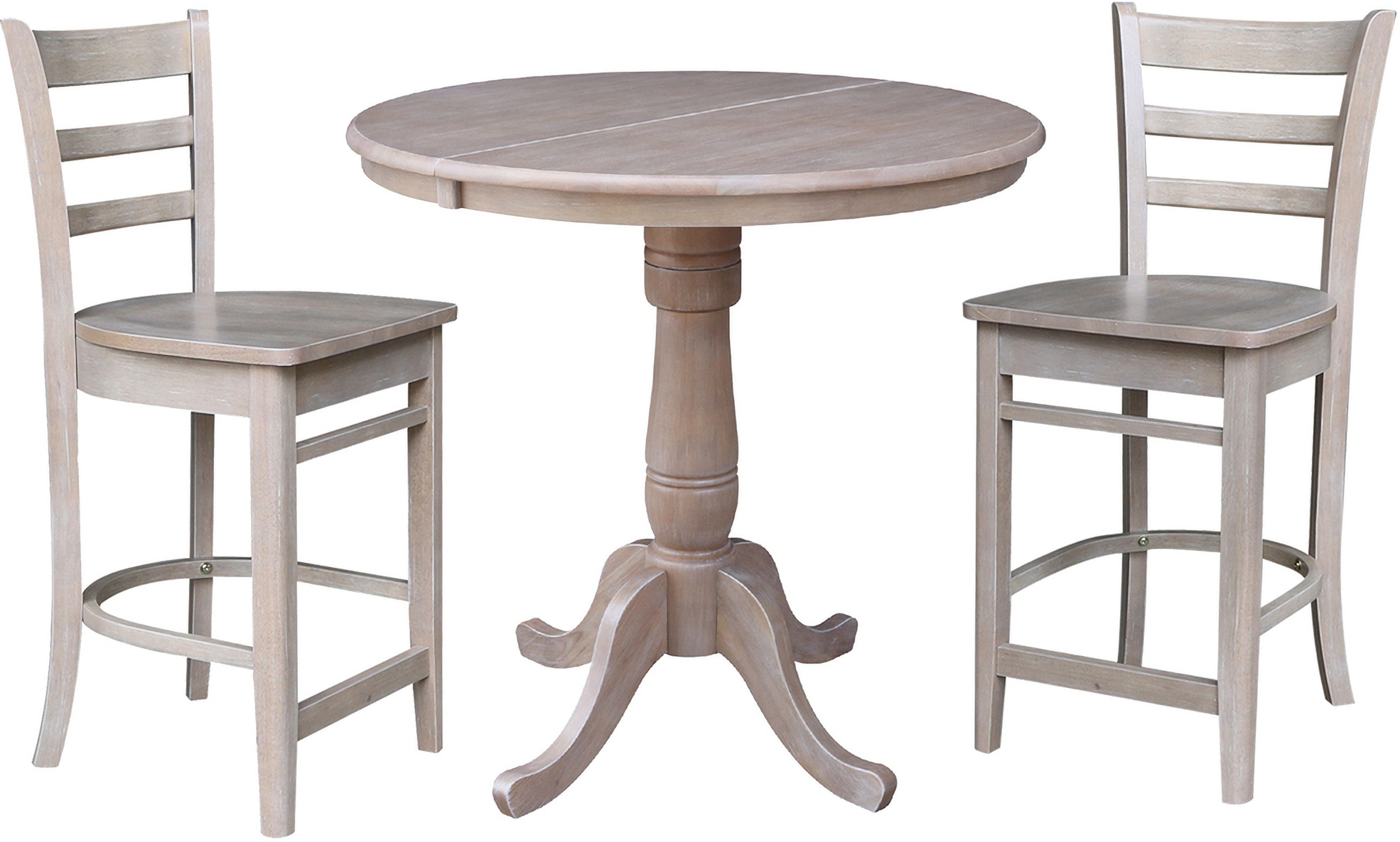 Round 36 Inch Counter Height Extension Dining Table with 12 Inch Leaf ...