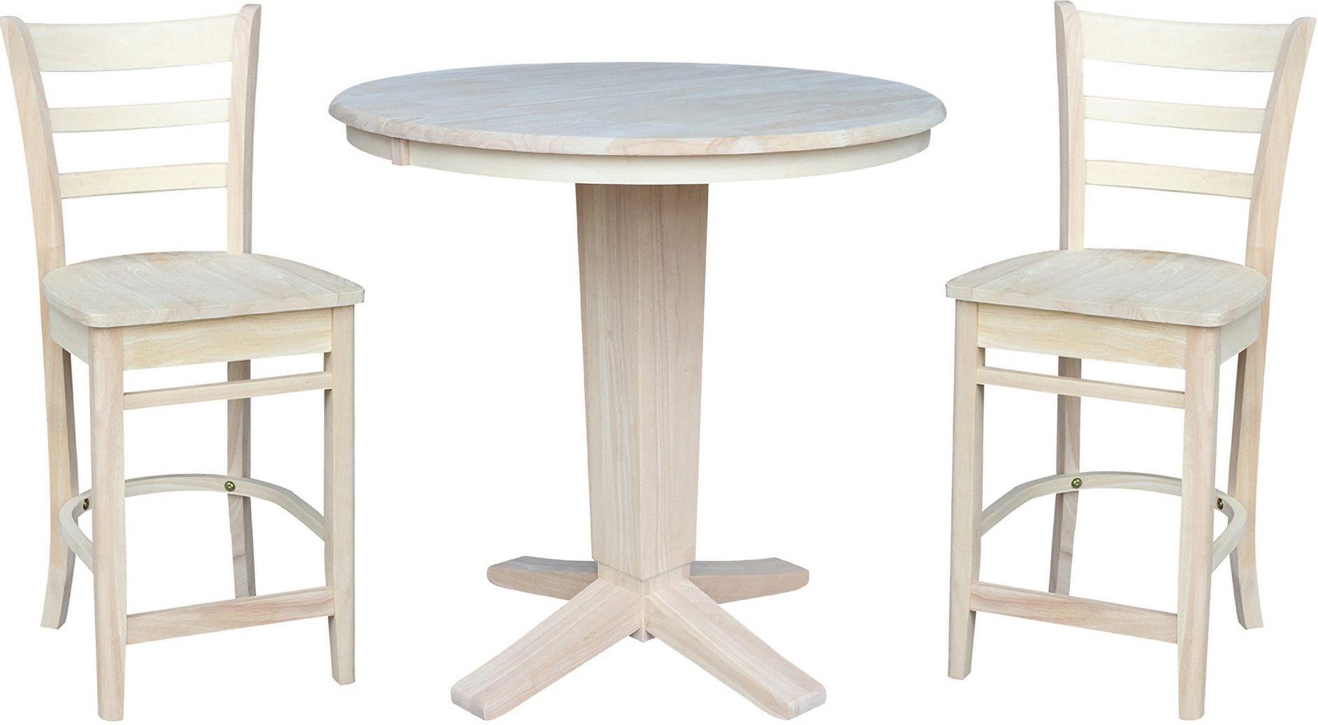 Round 36 Inch Counter Height Extension Dining Table with 12 Inch Leaf ...
