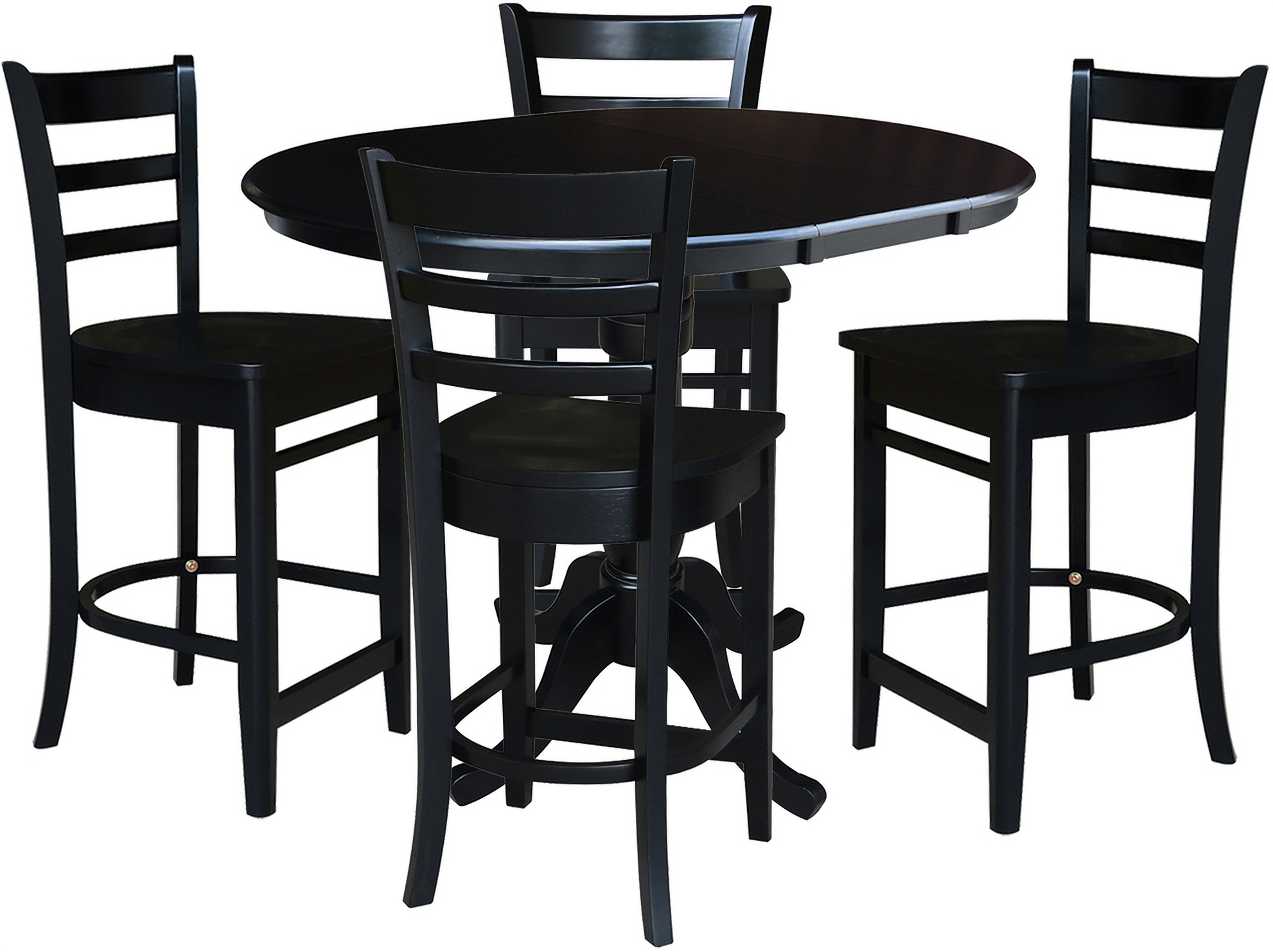 Round 36 Inch Counter Height Extension Dining Table with 12 Inch Leaf ...