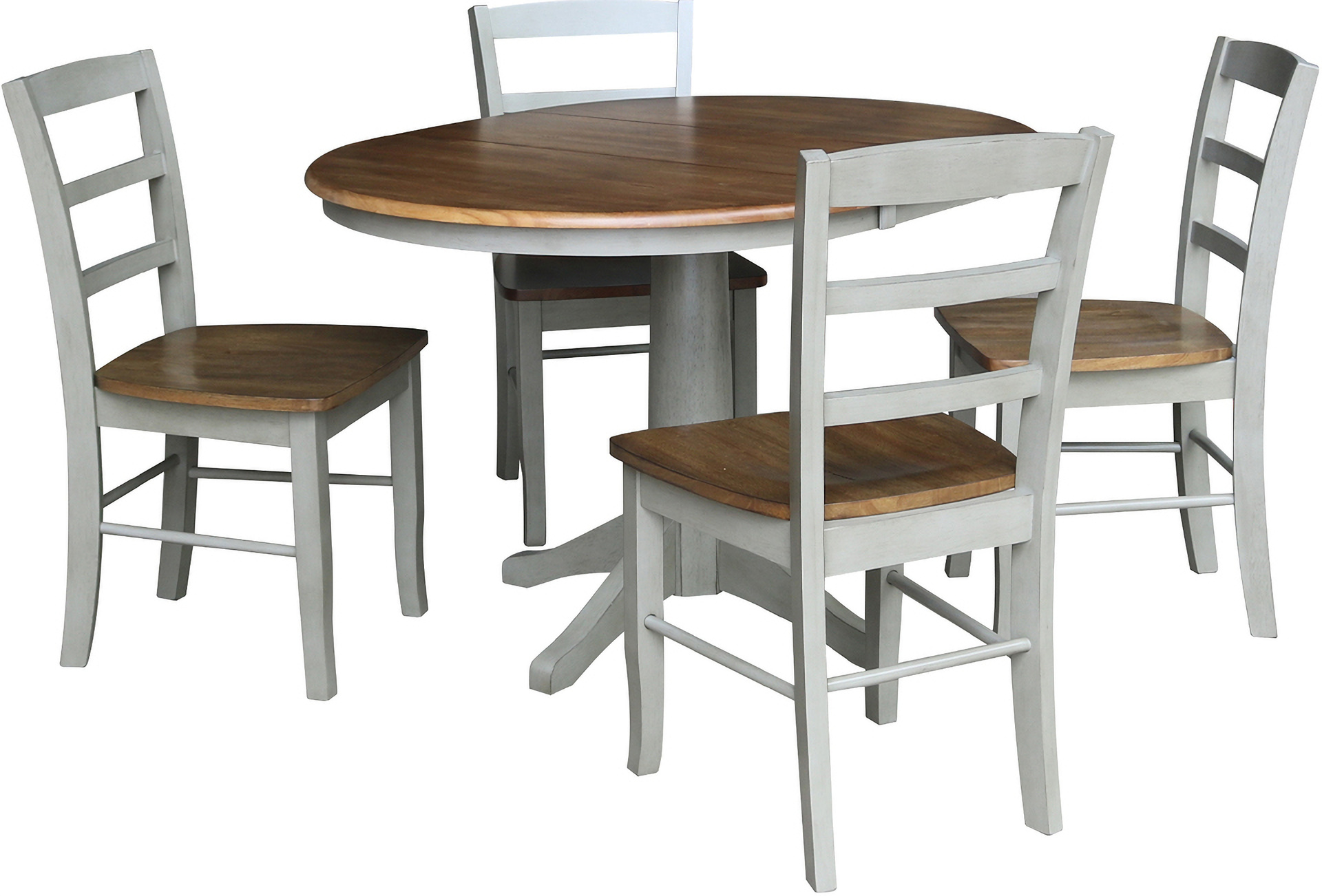 Round 36 Inch Extension Dining Table with 12 Inch Leaf and 4 Dining ...