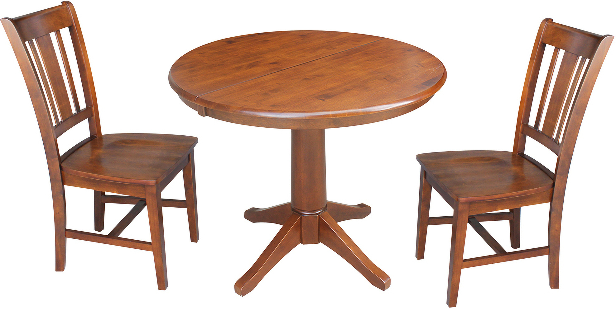Round 36 Inch Extension Dining Table with 2 Chairs In Espresso by ...