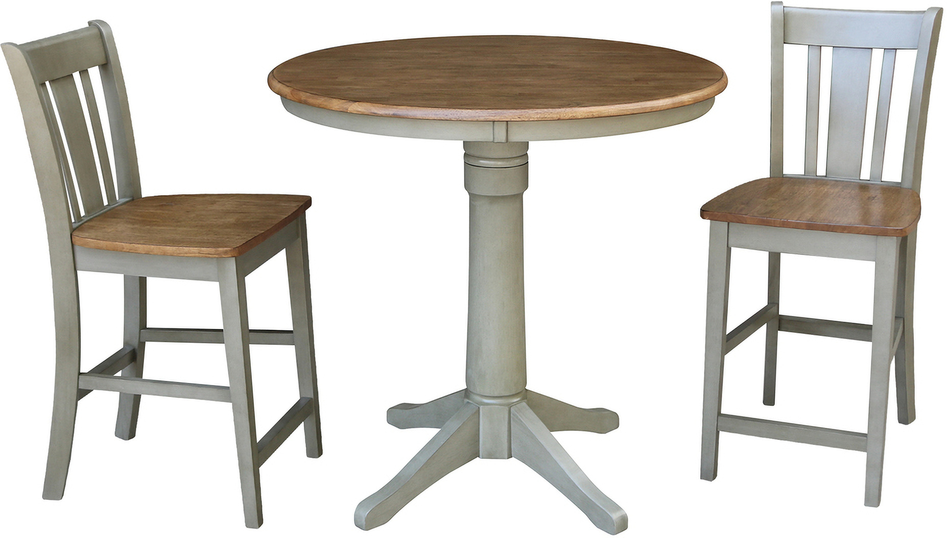 Round 36 Inch Pedestals Gathering Height Dining Table with 2 Counter ...