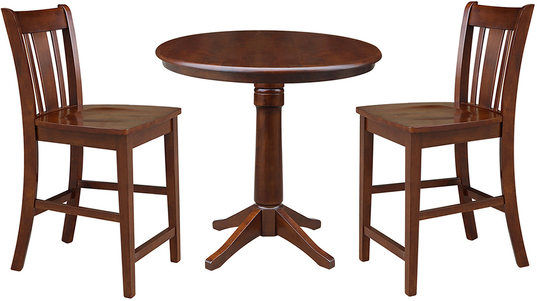 Round 36 Inch Pedestals Gathering Height Dining Table with 2 Counter ...