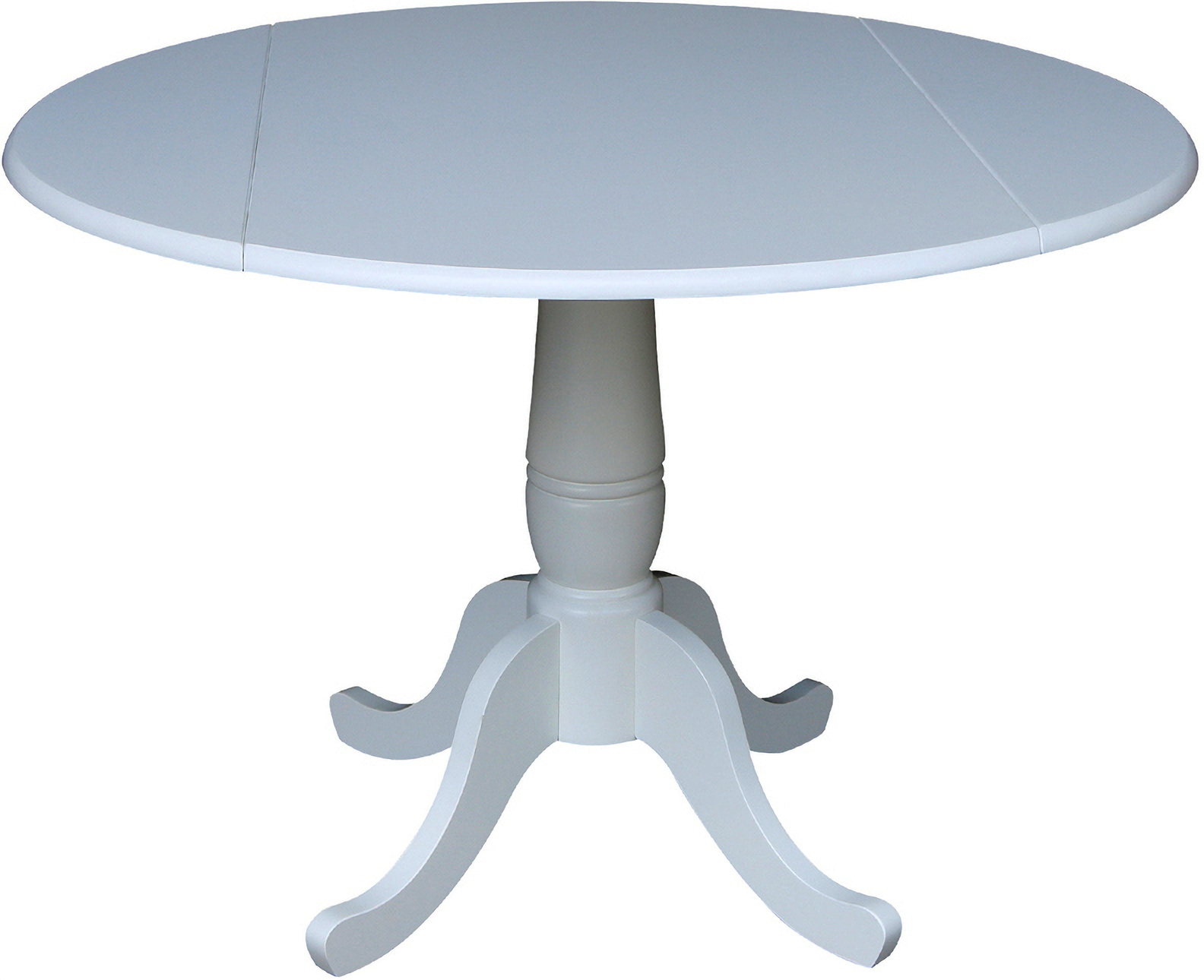 Round 42 Inch Dual Drop Leaf Pedestal Dining Table In White by ...