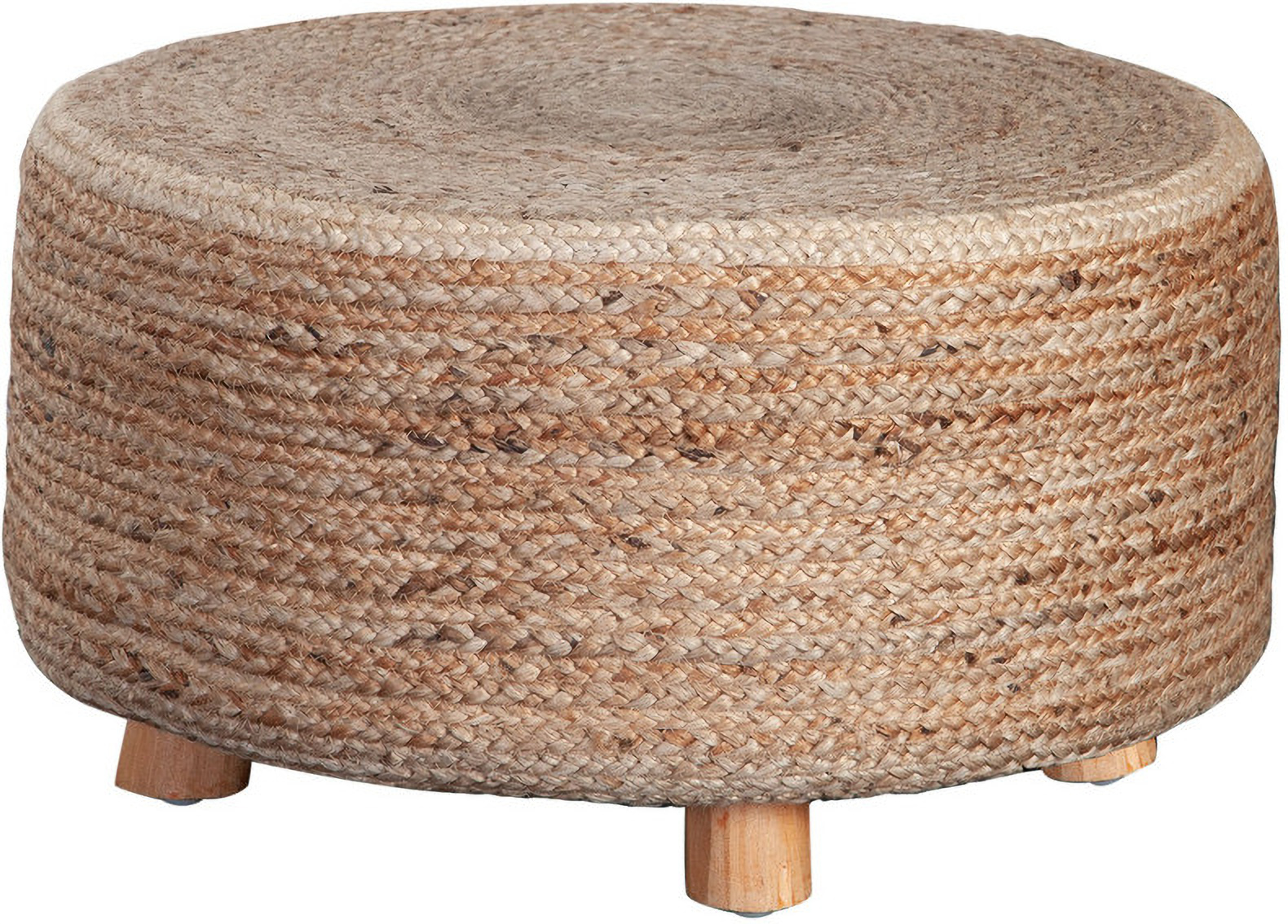 Round Accent Stool In Natural Jute Fiber With Wood Legs by Diamond Sofa ...