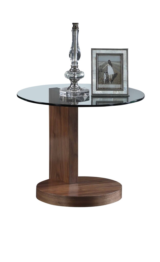 Round Tinted Glass Top Lamp Table with Steel Pedestal base In Black by ...