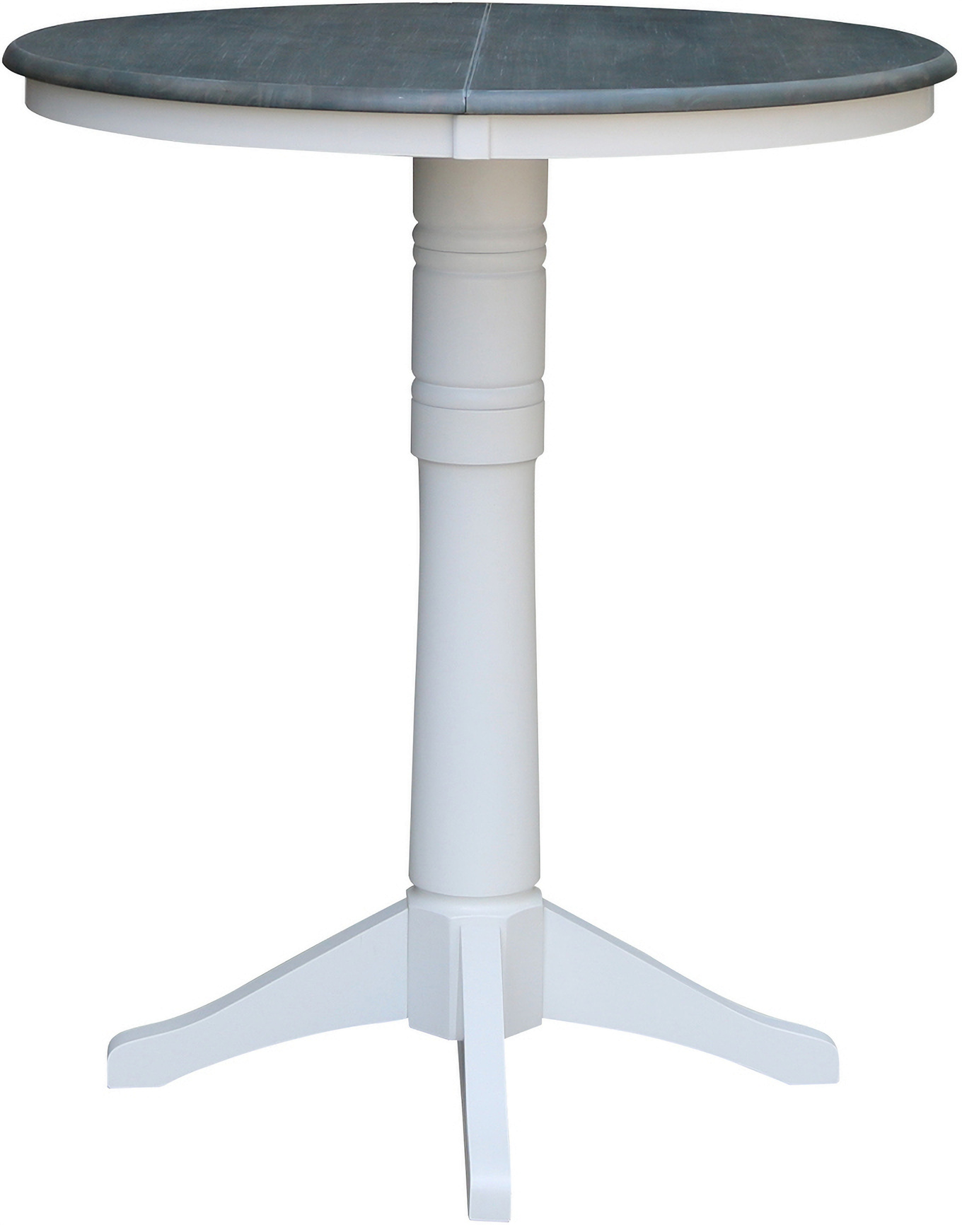 Round Top 36 Inch Bar Height Pedestal Table with 12 Inch Leaf In White ...
