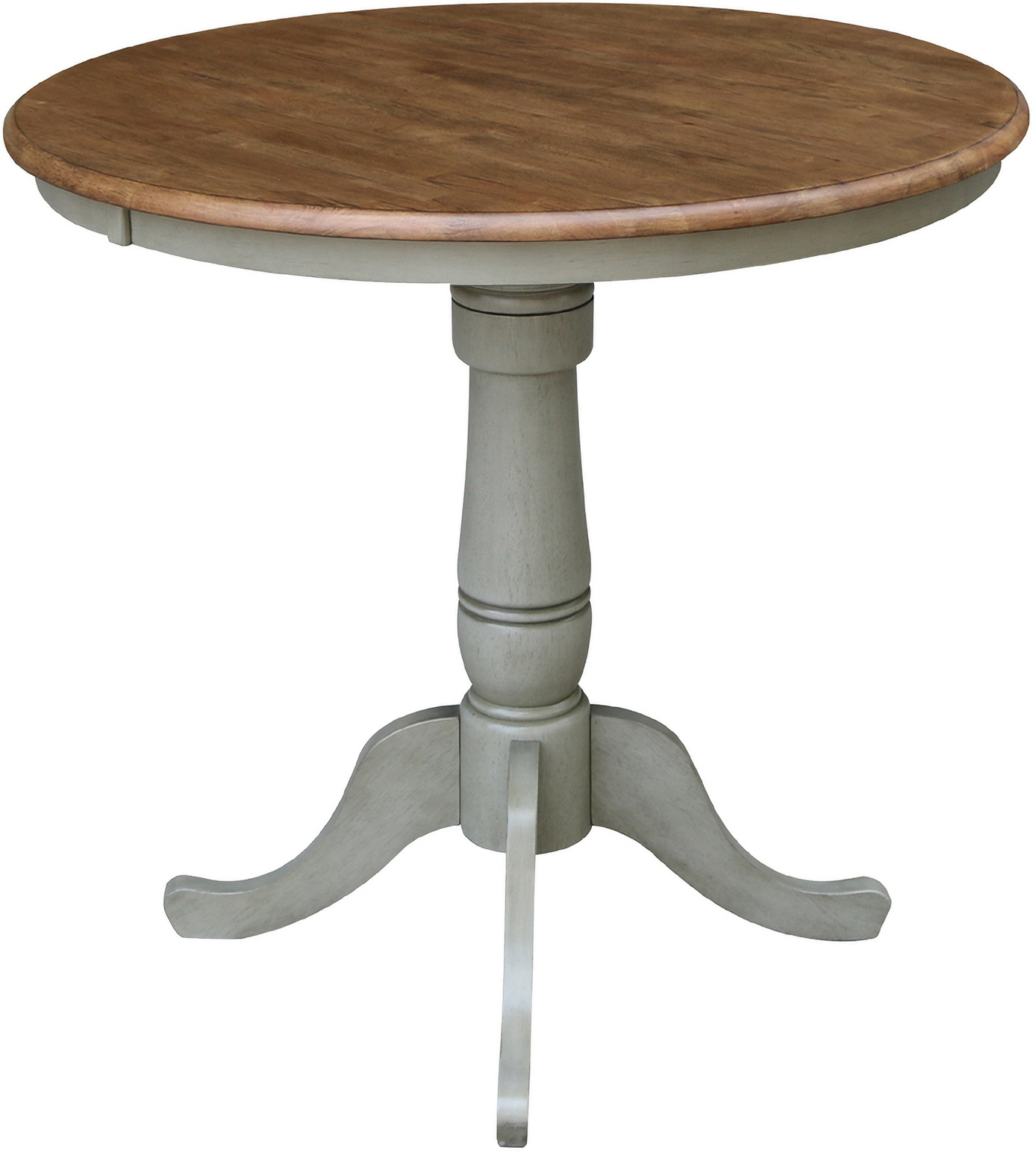 Round Top 36 Inch Counter Height Pedestal Dining Table In Distressed ...