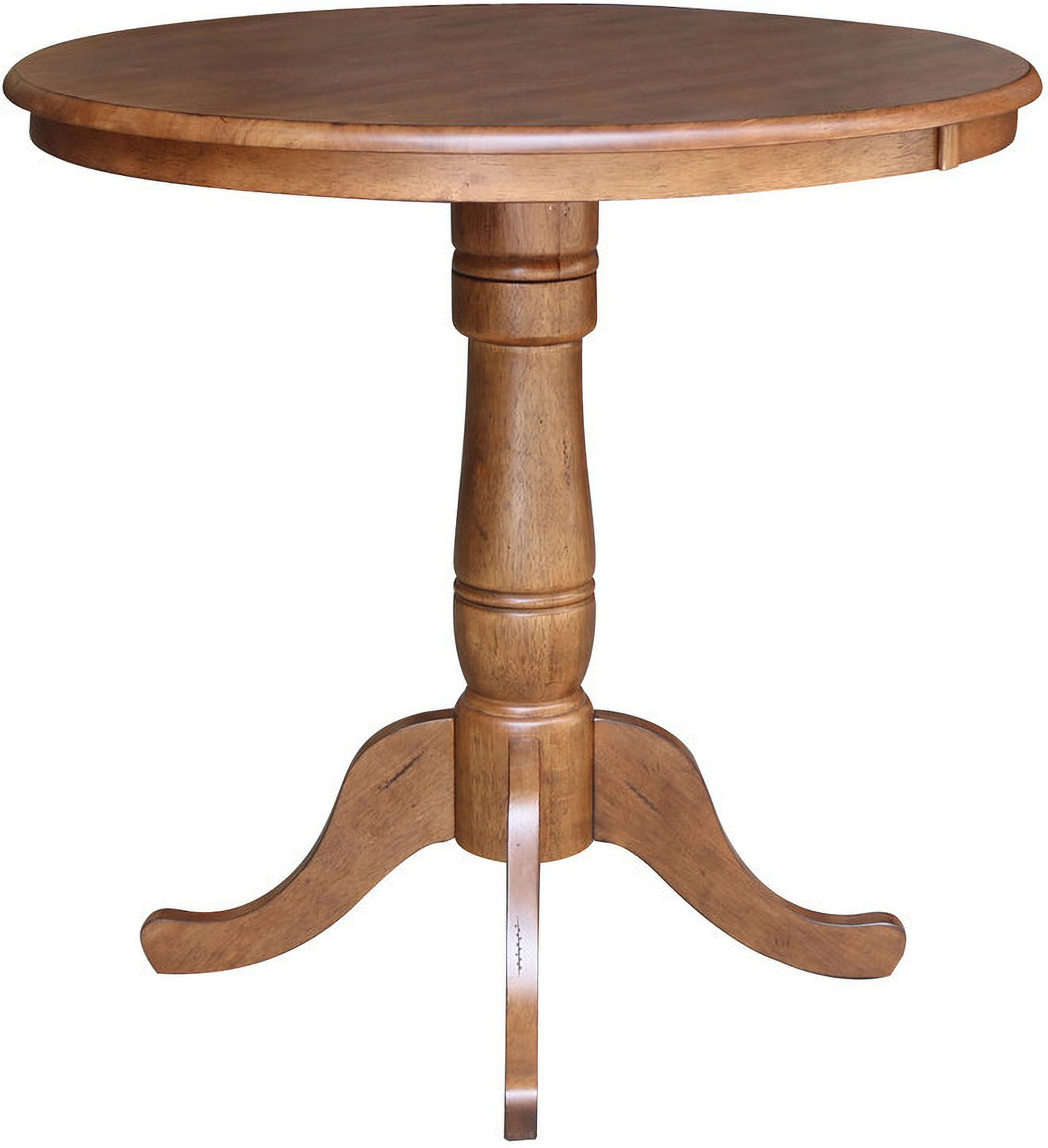 Round Top 36 Inch Counter Height Pedestal Dining Table In Distressed ...