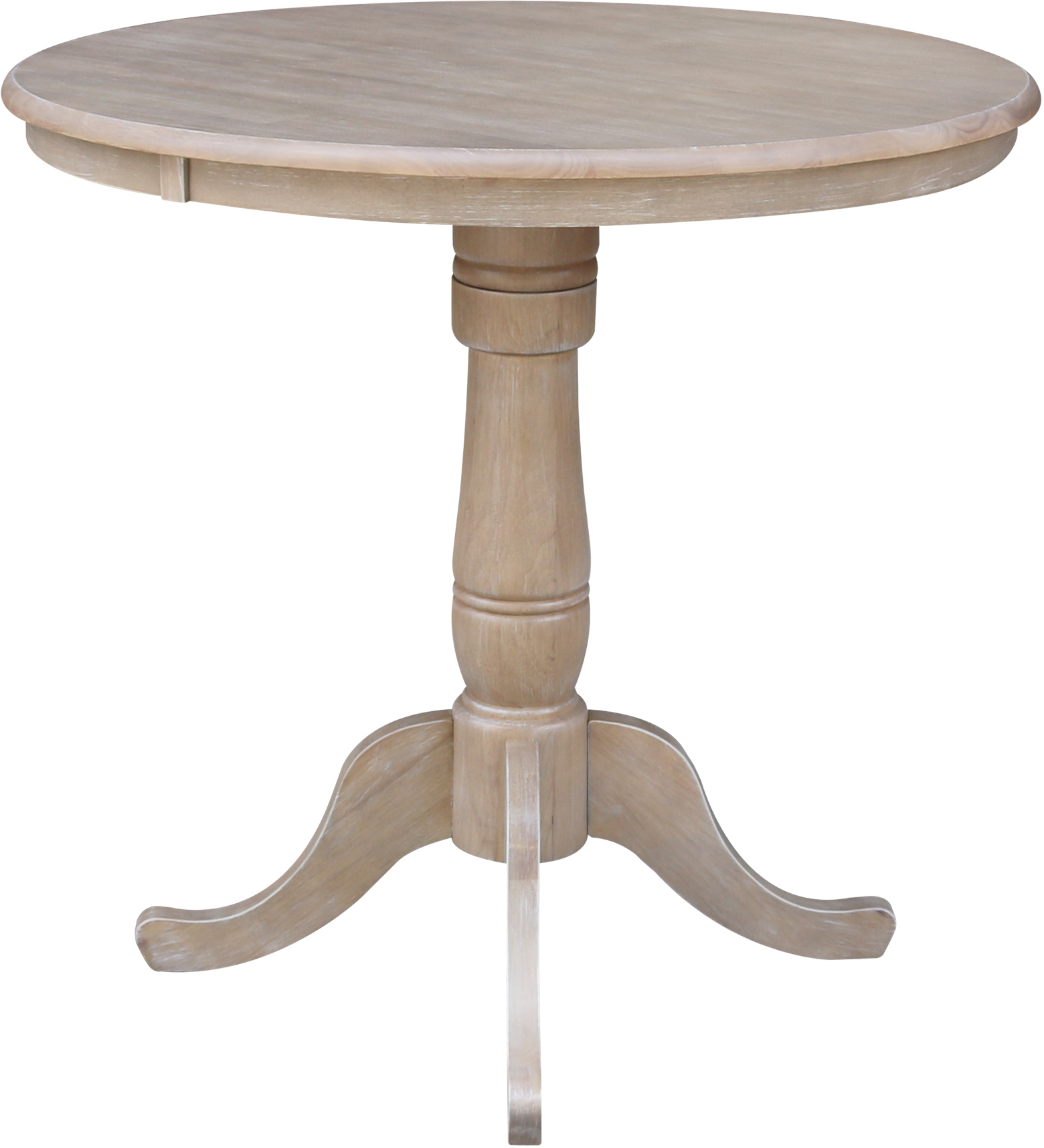 Round Top 36 Inch Counter Height Pedestal Dining Table In Washed Gray ...