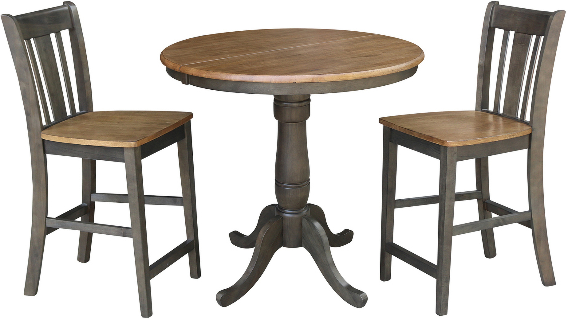 Round Top 36 Inch Pedestal Extension Counter Height Dining Table with ...