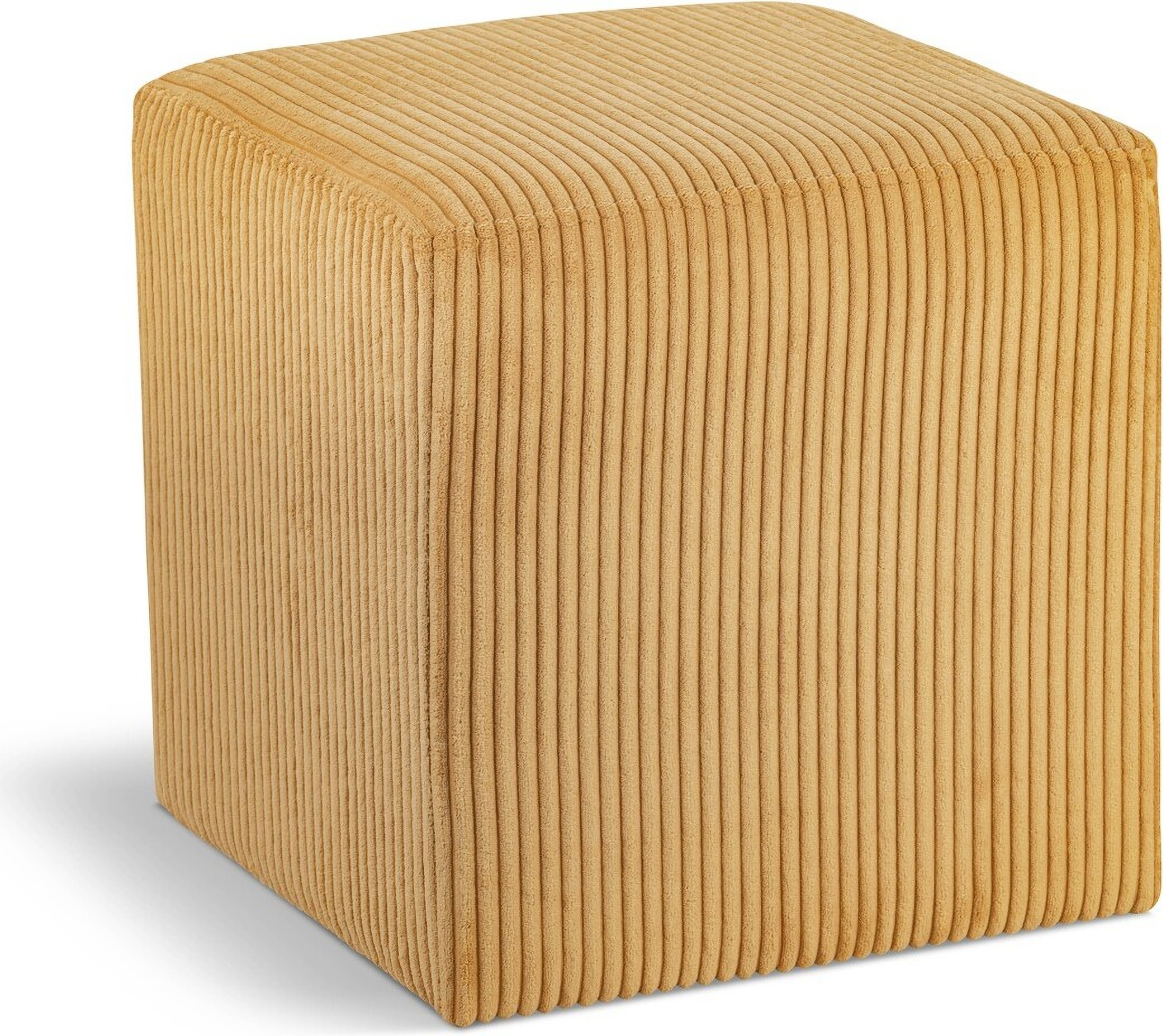 Roy Microsuede Fabric Square Ottoman In Yellow by Meridian | 1StopBedrooms