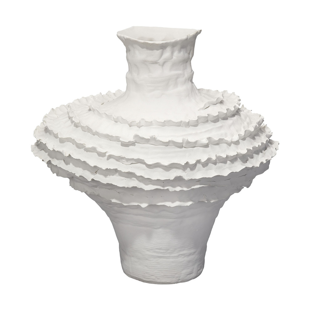 Ruffle Ceramic Decorative Vase In White by Jamie Young Company ...
