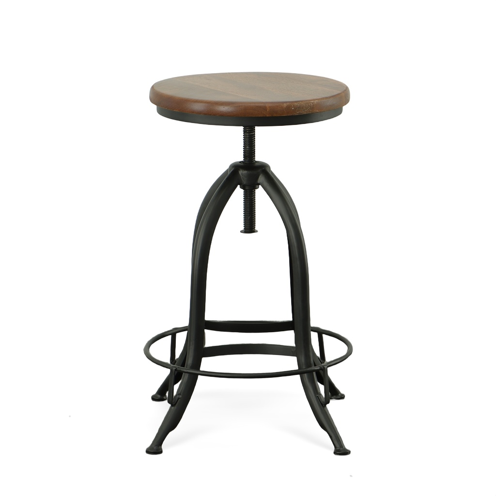 Ryder Adjustable Barstool In Chestnut Seat and Black Base by Carolina ...