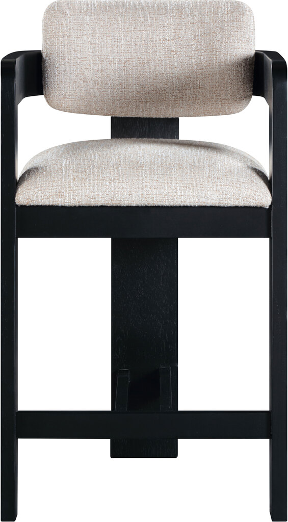 Sacha Linen Textured Fabric Stool In Black and Beige by Meridian ...