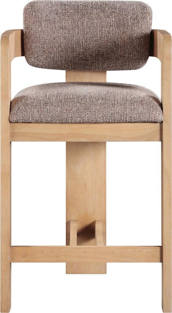 Sacha Linen Textured Fabric Stool In Brown and Natural by Meridian ...