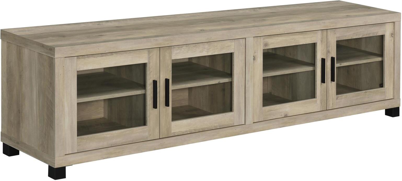 Sachin Rectangular Wood TV Console with Glass Doors by Coaster ...