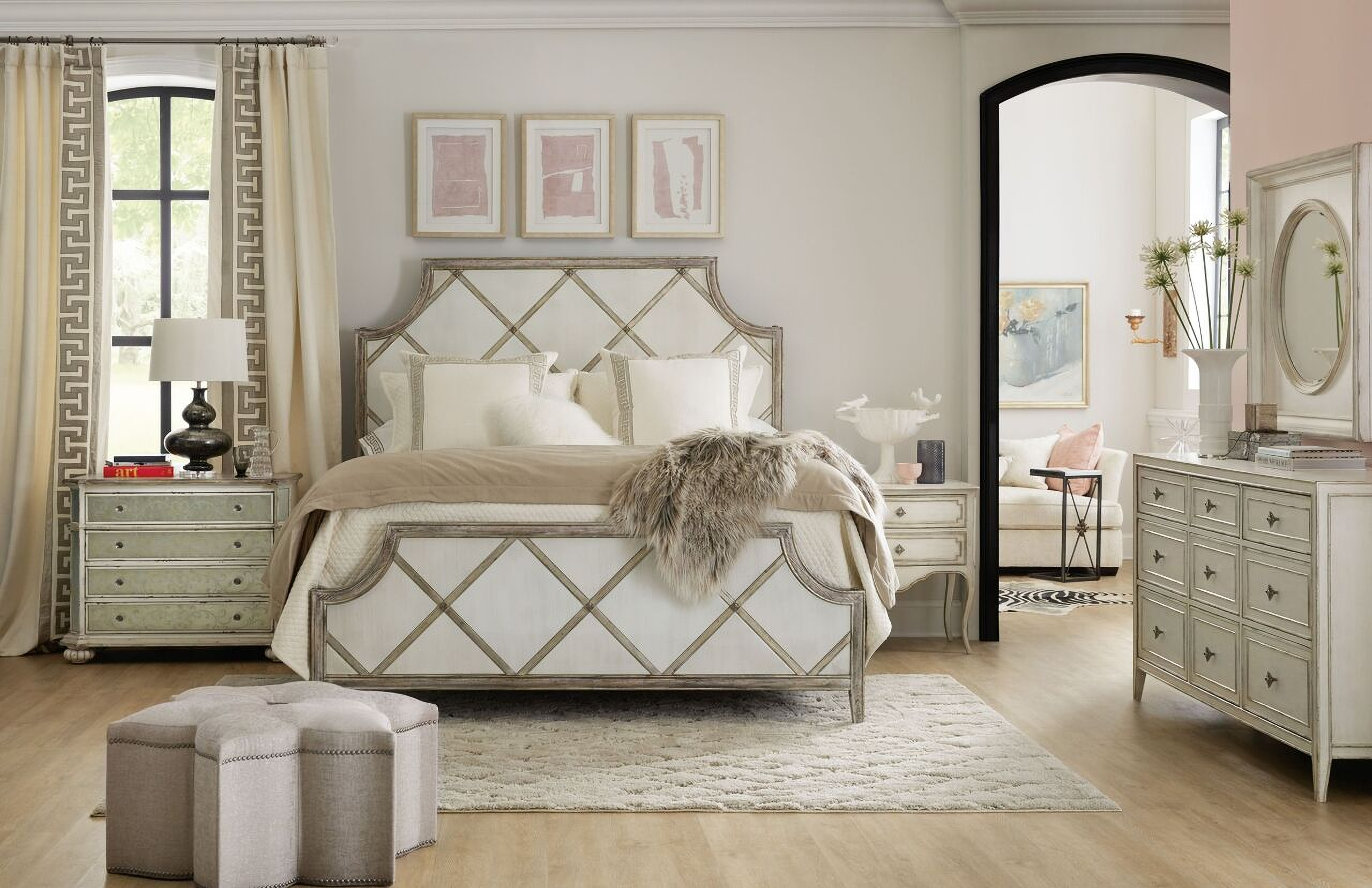 Sanctuary 2 Light Wood Tone Diamond Panel Bedroom Set by Hooker ...