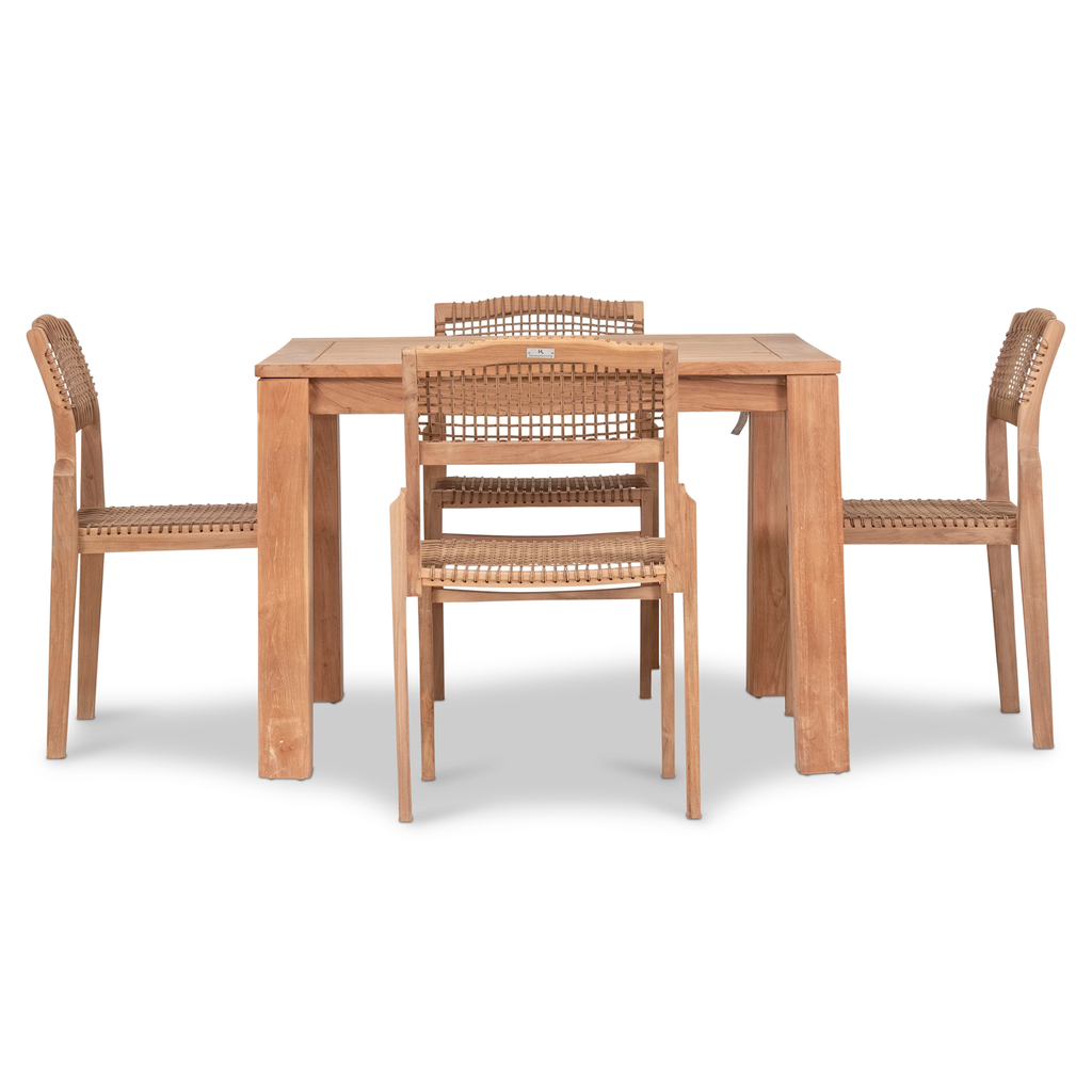 Sands 5 Piece Dining Set In Teak by Harmonia Living | 1StopBedrooms