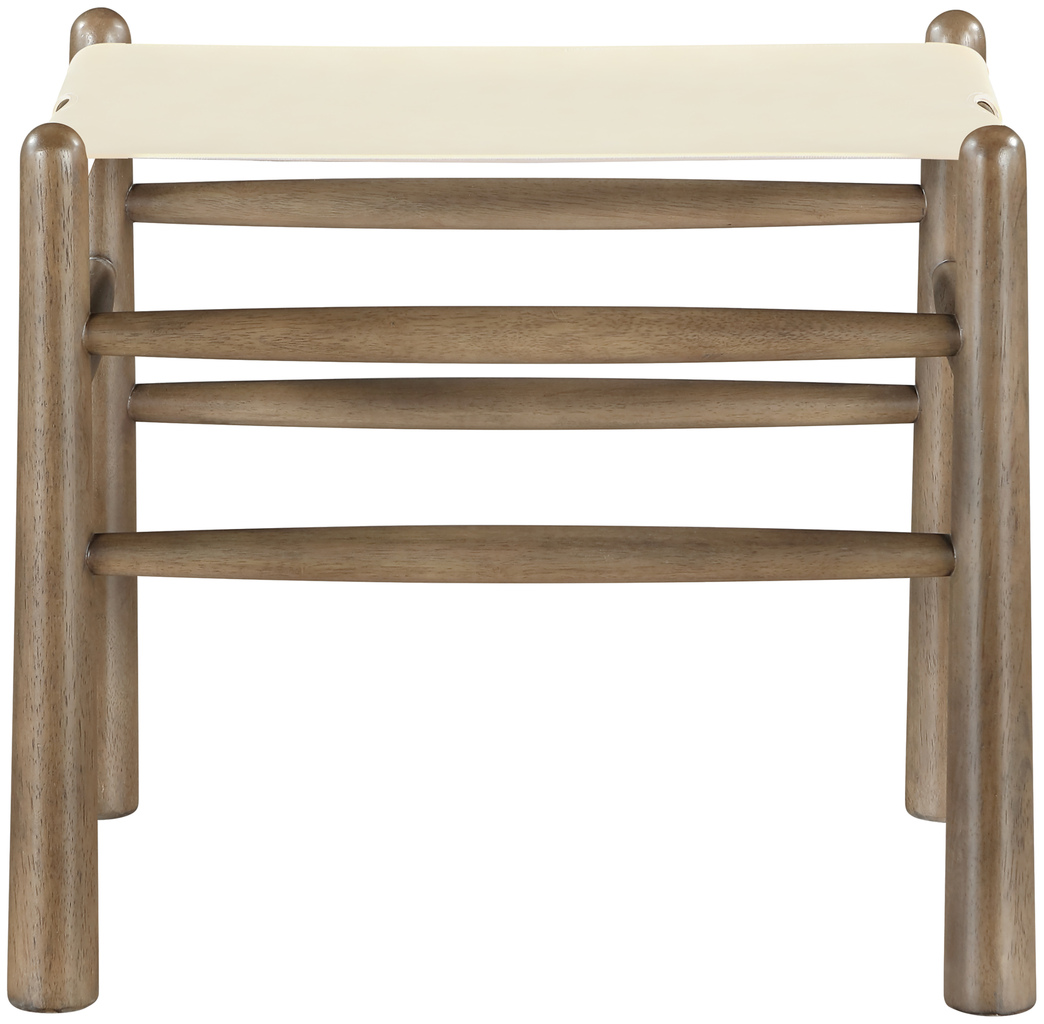 Santos Vegan Leather Upholstered Bench In Cream and Stained Brown by ...