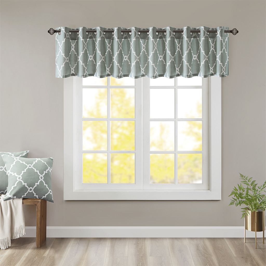 Saratoga Fretwork Print Grommet Top Window Valance In White by Olliix ...