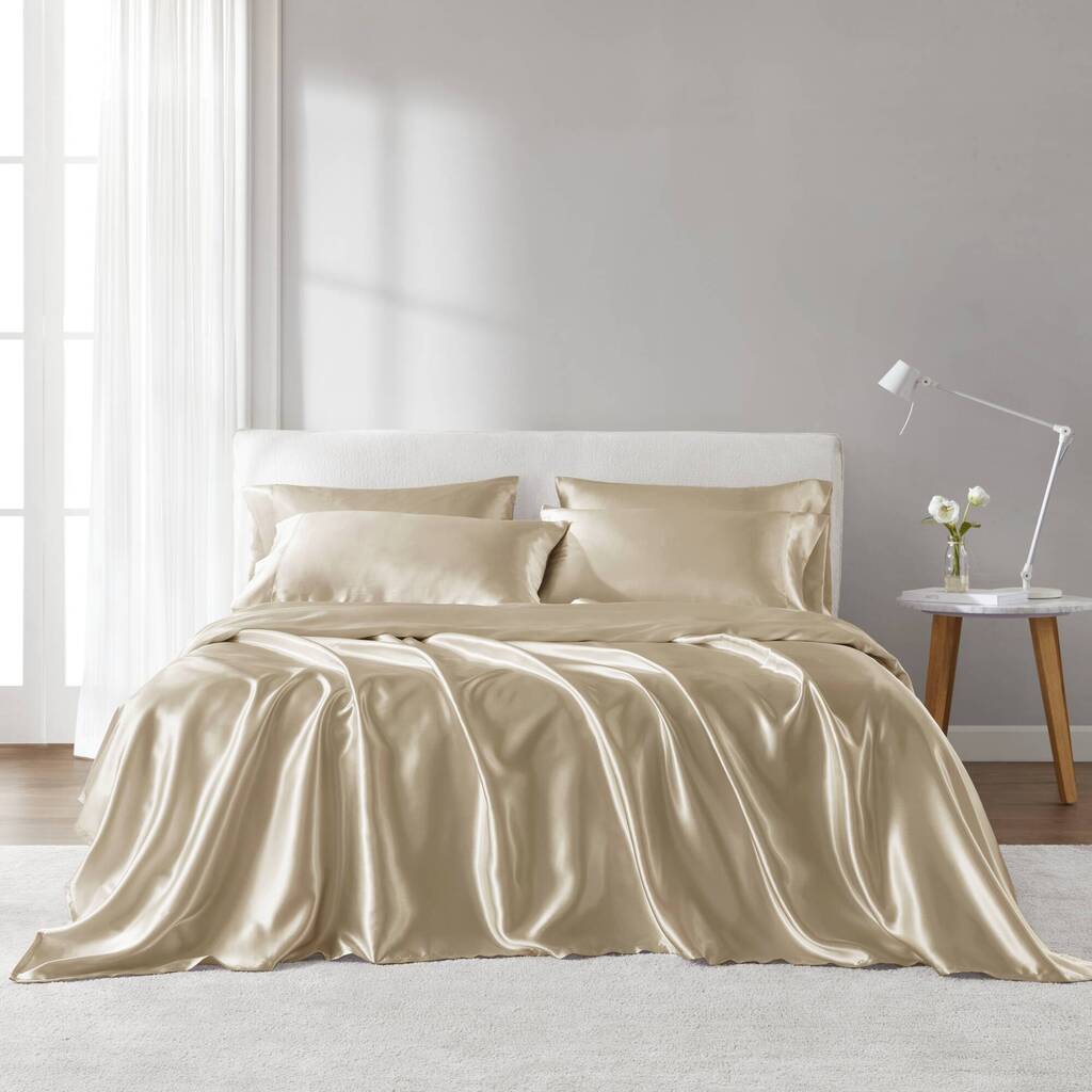 Satin Luxury Sheet Set In Champagne by Olliix | 1StopBedrooms