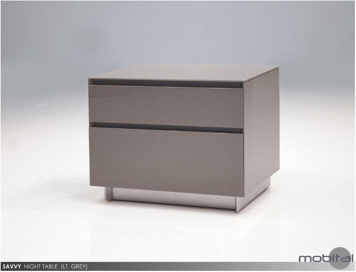 Savvy High Gloss Light Gray Glass Top Night Table by Mobital ...