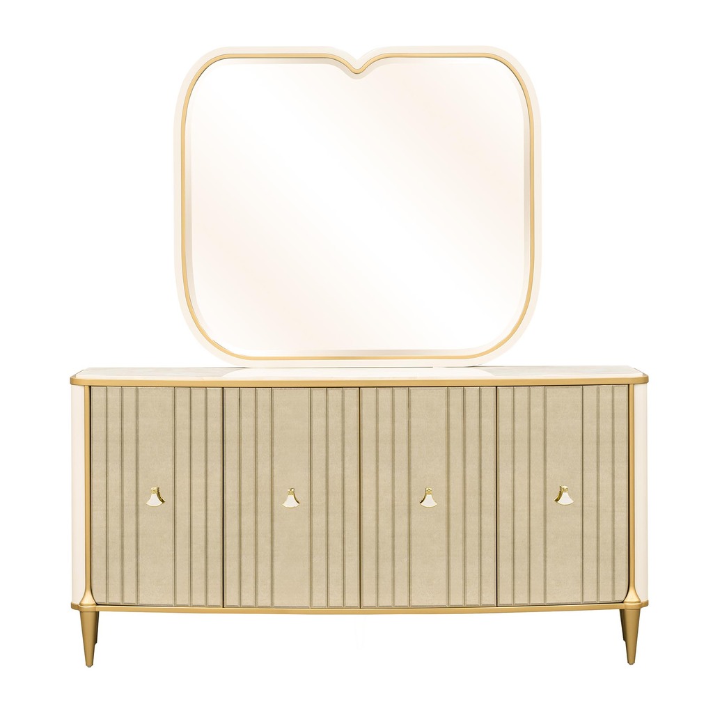 Scotts Square Sideboard with Wall Mirror In Light Champagne by Michael ...