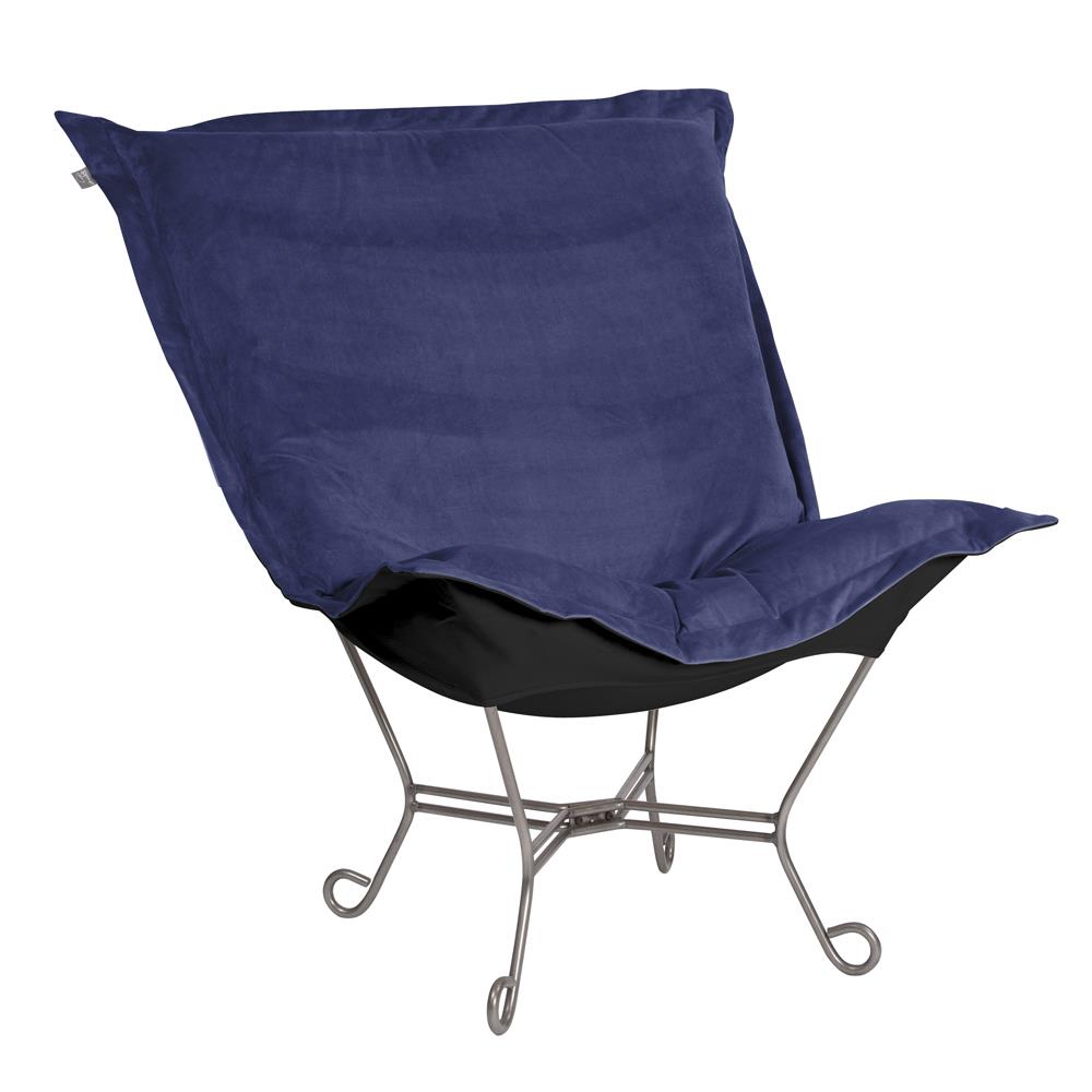 Scroll Puff Chair Bella Titanium Frame In Royal by Howard Elliott ...
