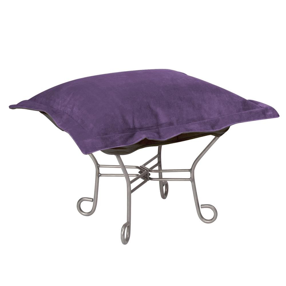 Scroll Puff Ottoman Bella Titanium Frame In Eggplant by Howard Elliott ...