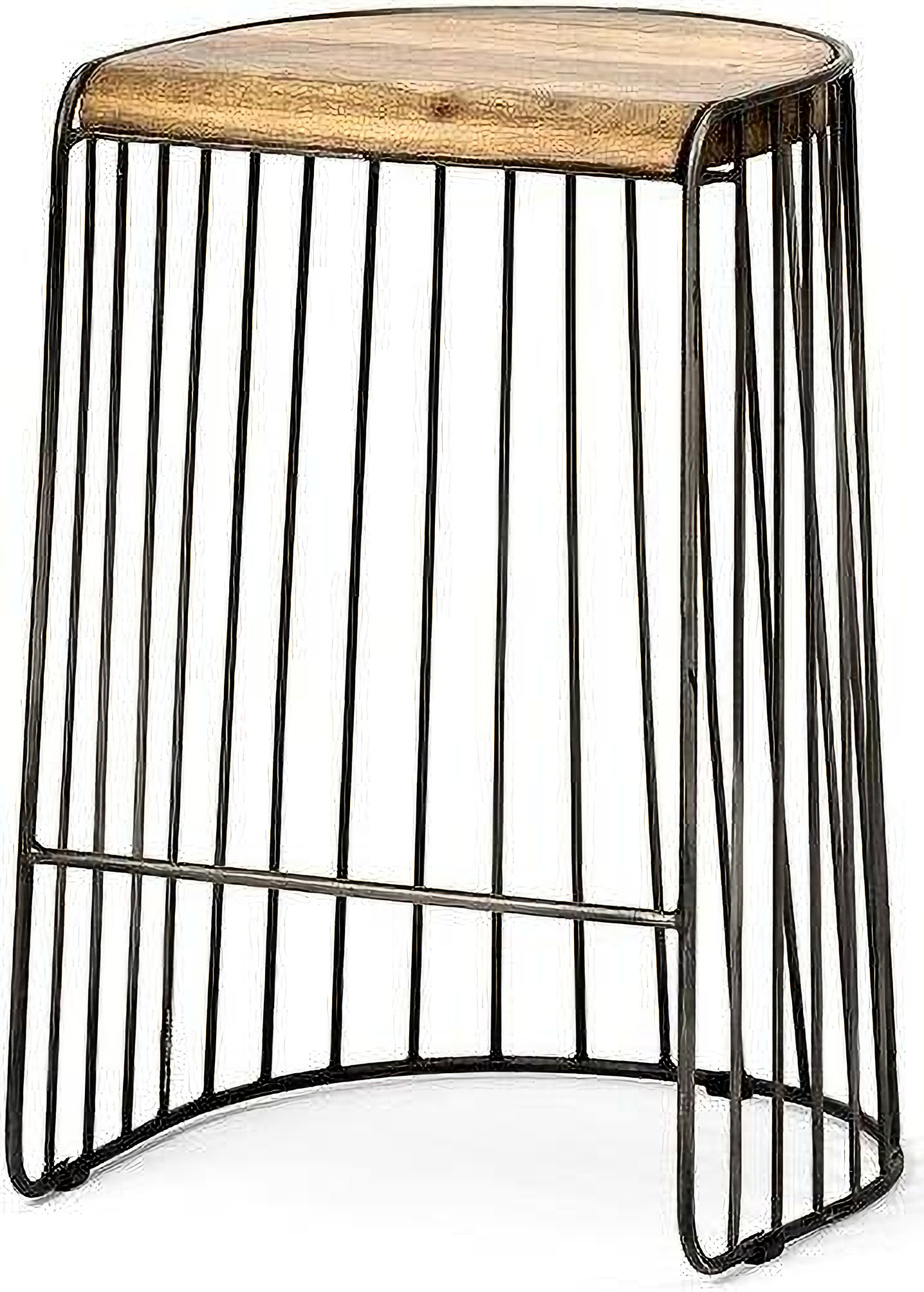 Seagram 25.6 Inch Seat Height Brown Wood Seat Black Metal Frame Stool ...