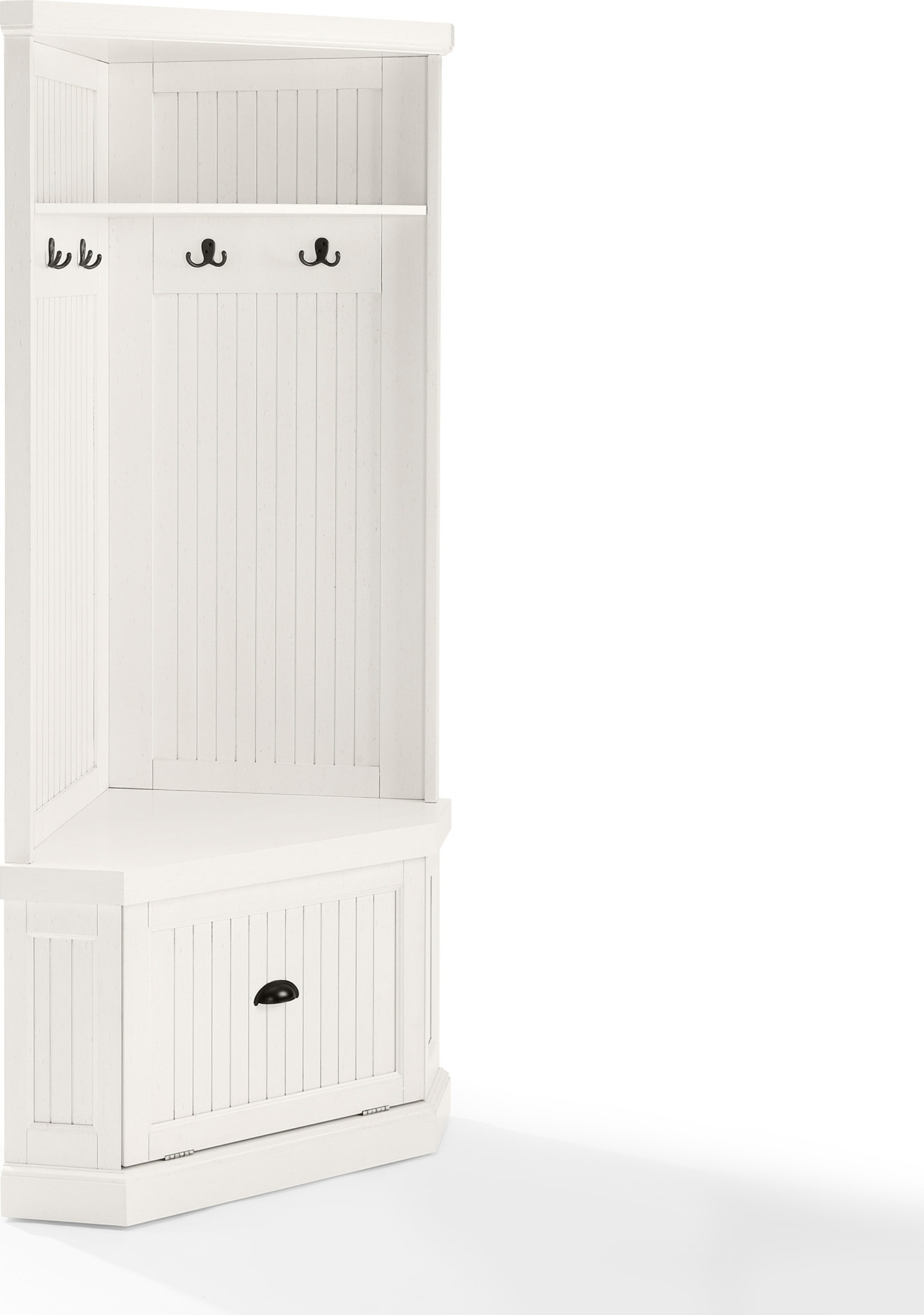 Seaside Corner Hall Tree In White by Crosley Brands | 1StopBedrooms