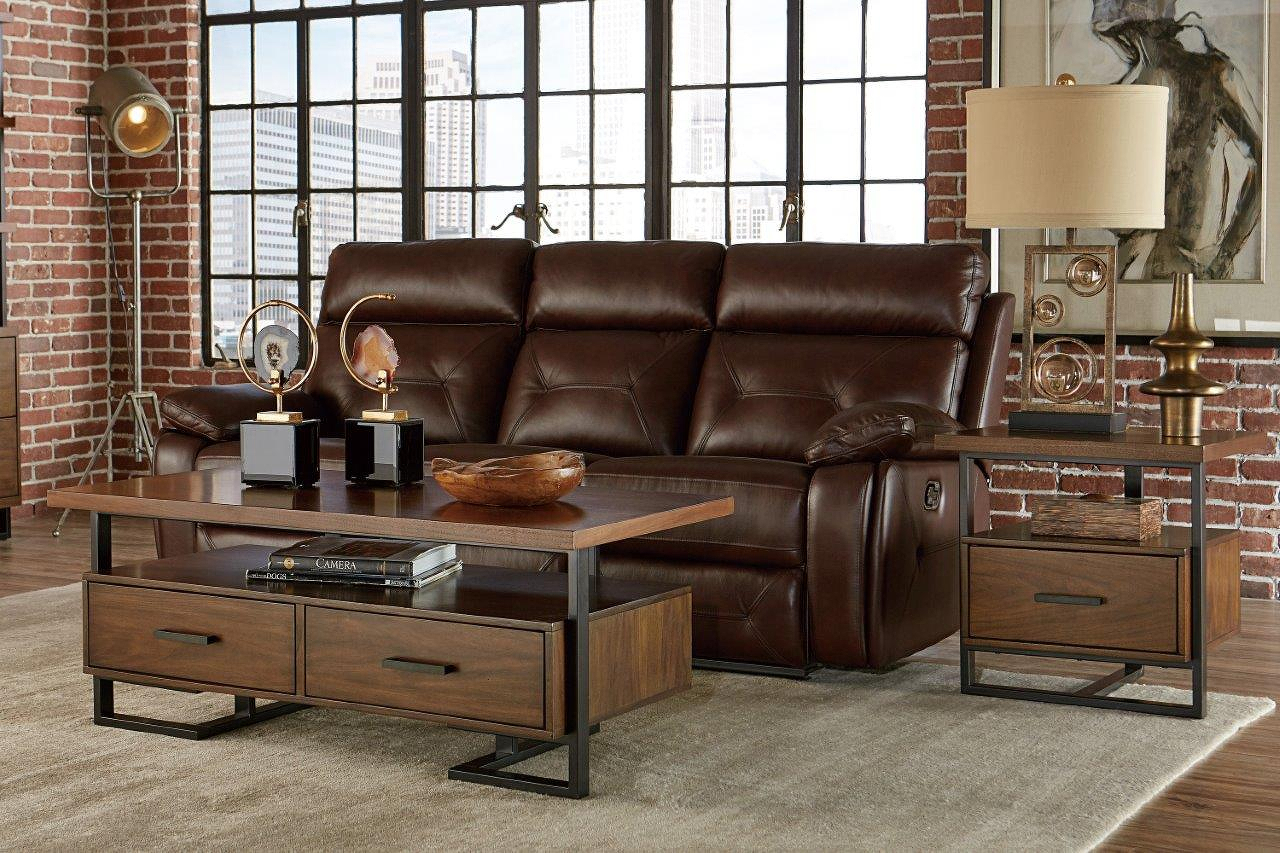 Sedley Walnut And Rustic Black Occasional Table Set by Homelegance ...