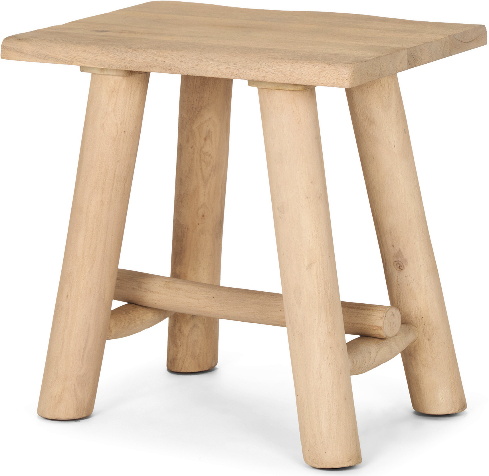 Sekou Wooden Craftsman Short Stool In Light Brown by Mercana ...