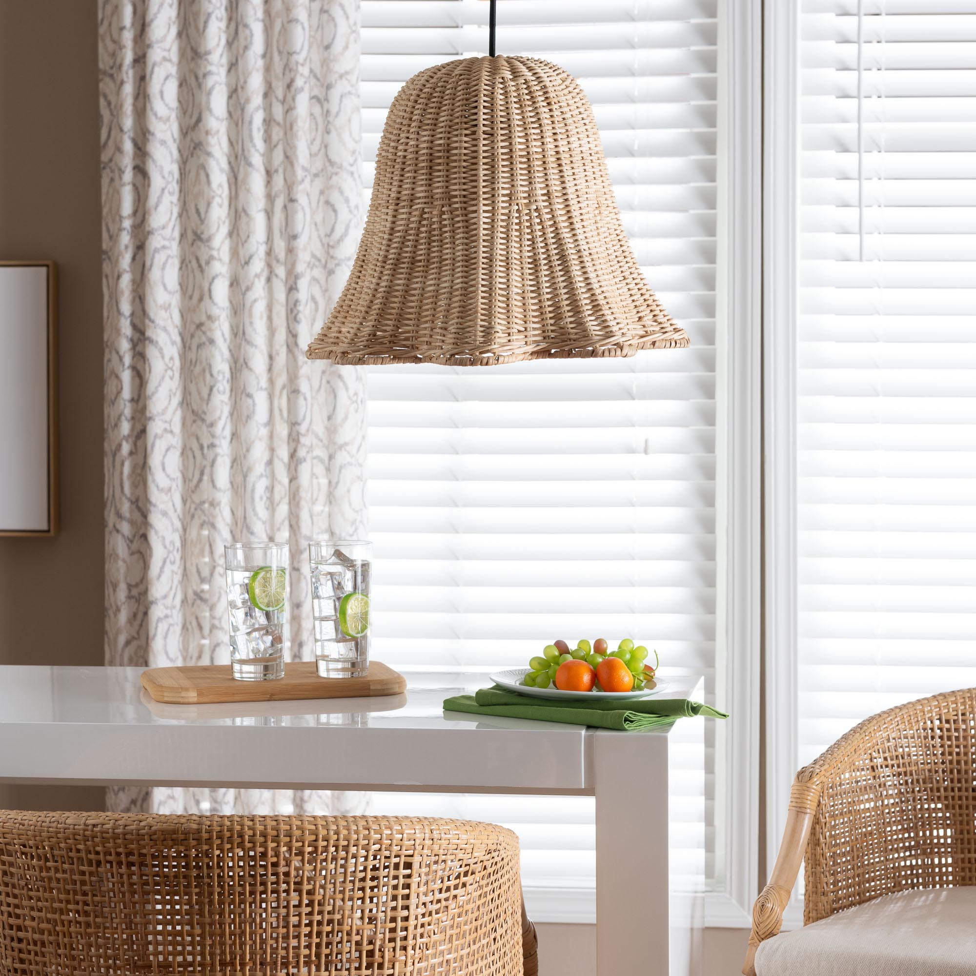 Semira Scalloped Rattan Pendant Lampshade In Natural by Baxton Studio ...