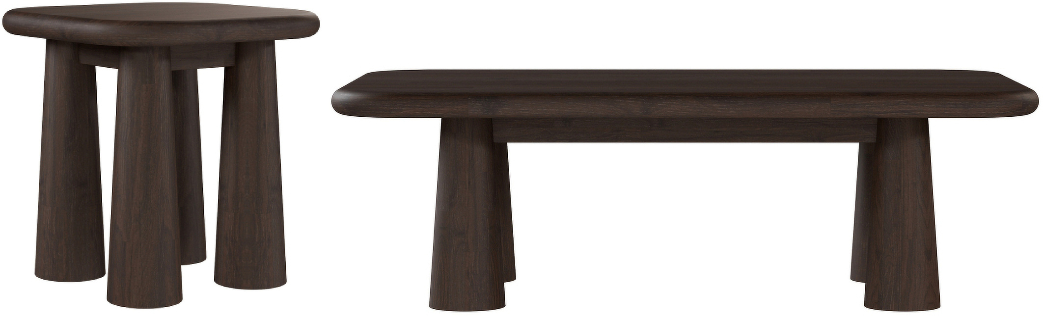 Sequoia Oak Veneer Modern Occasional Table Set In Mocha by Salted Oak ...