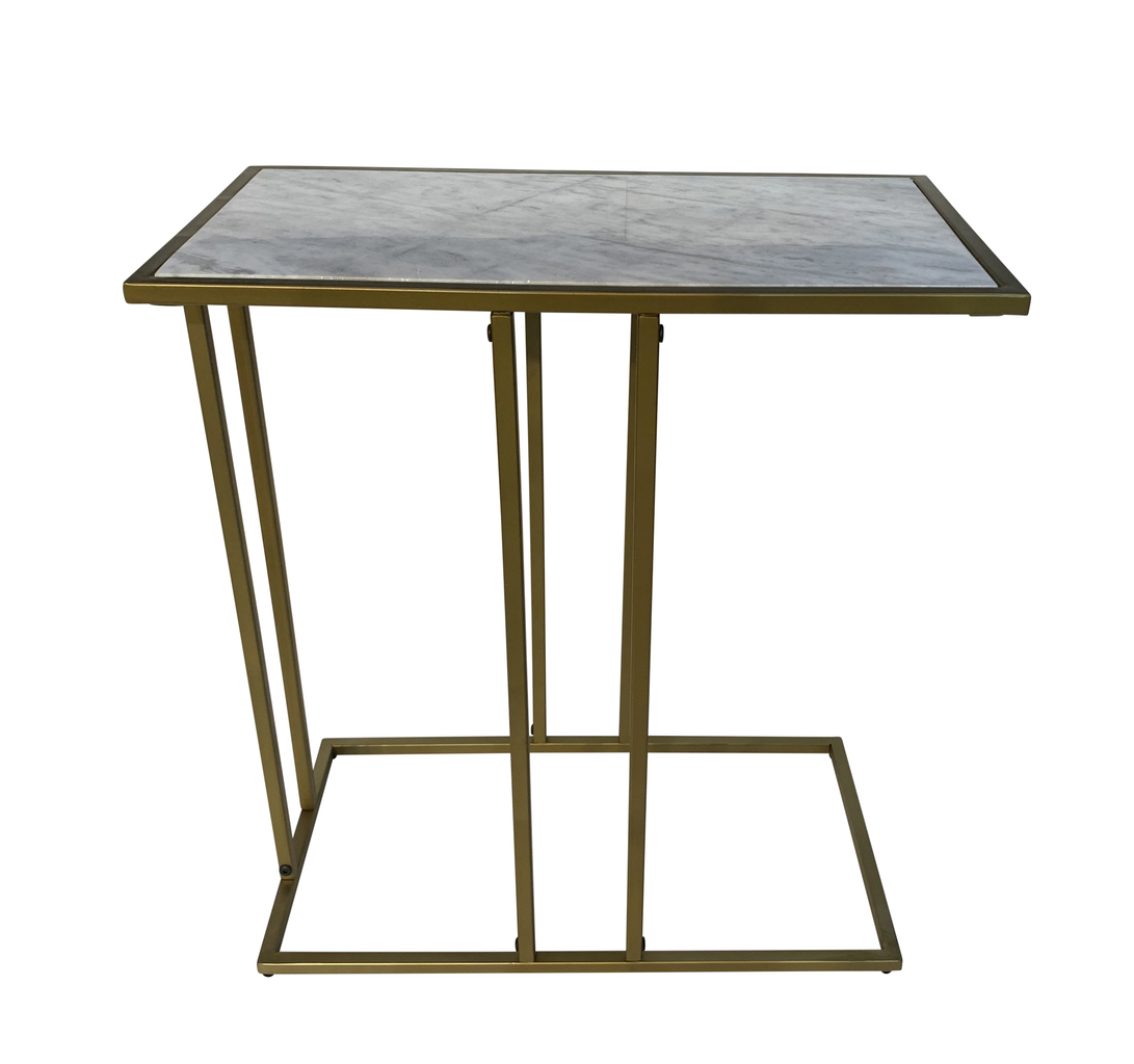 Serena End Table In White Marble and Industrial by Carolina Living ...