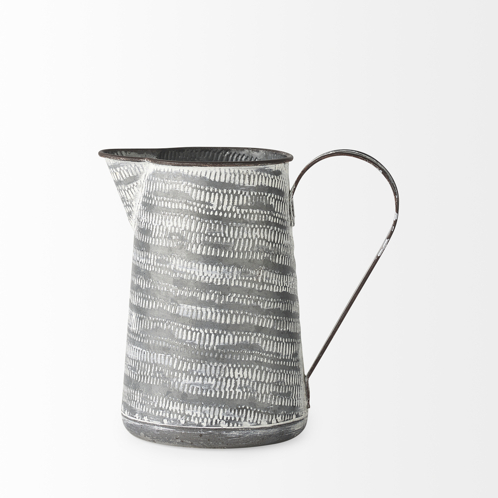 Serena I Small Textured Metal Jug In Gray by Mercana | 1StopBedrooms