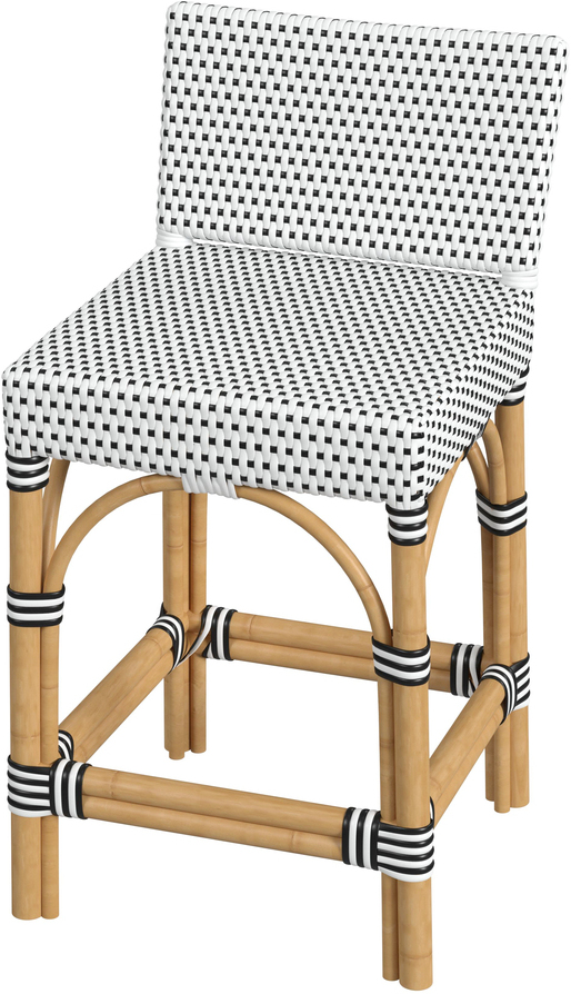 Serienna Rectangular Rattan Low Back 24.5 Inch Counter Stool In Black ...