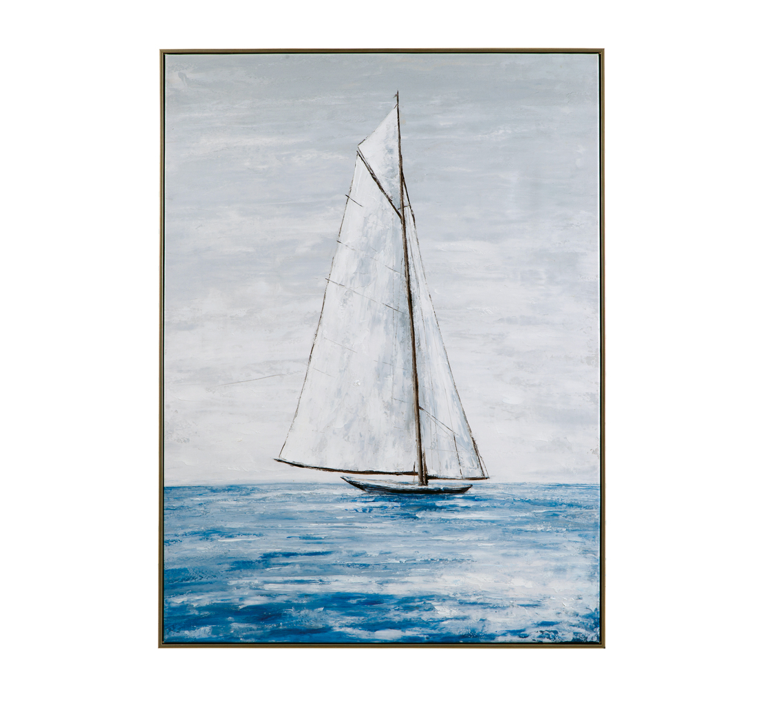 Set Sail Framed Canvas In Silver by Bassett Mirror Company | 1StopBedrooms