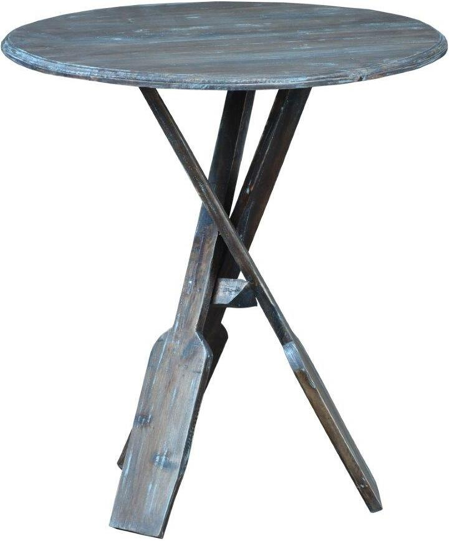 Shabby Chic Cottage Distressed Brown and Blue Round Boat Oar Accent ...