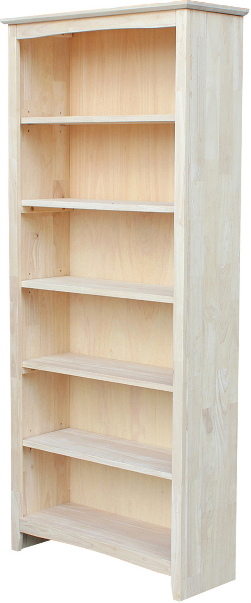 Shaker Solid Wood 72 Inch Bookcase In Unfinished by International ...