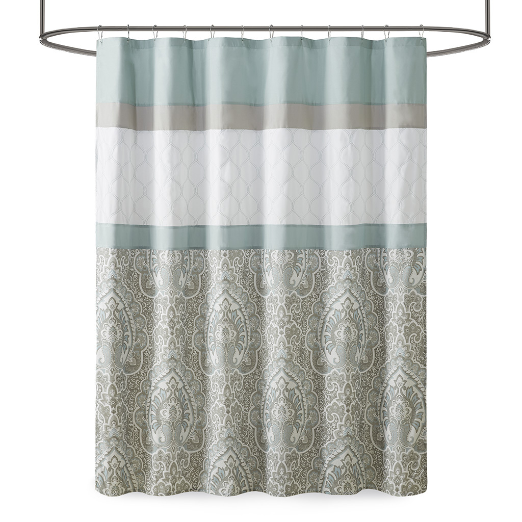 Shawnee Printed and Embroidered Shower Curtain In Seafoam by Olliix ...