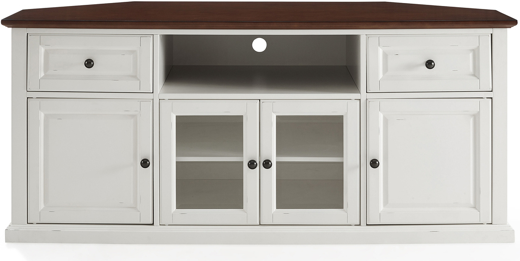 Shelby TV Stand For 65+ Inch TVs In Distressed White by Crosley Brands ...