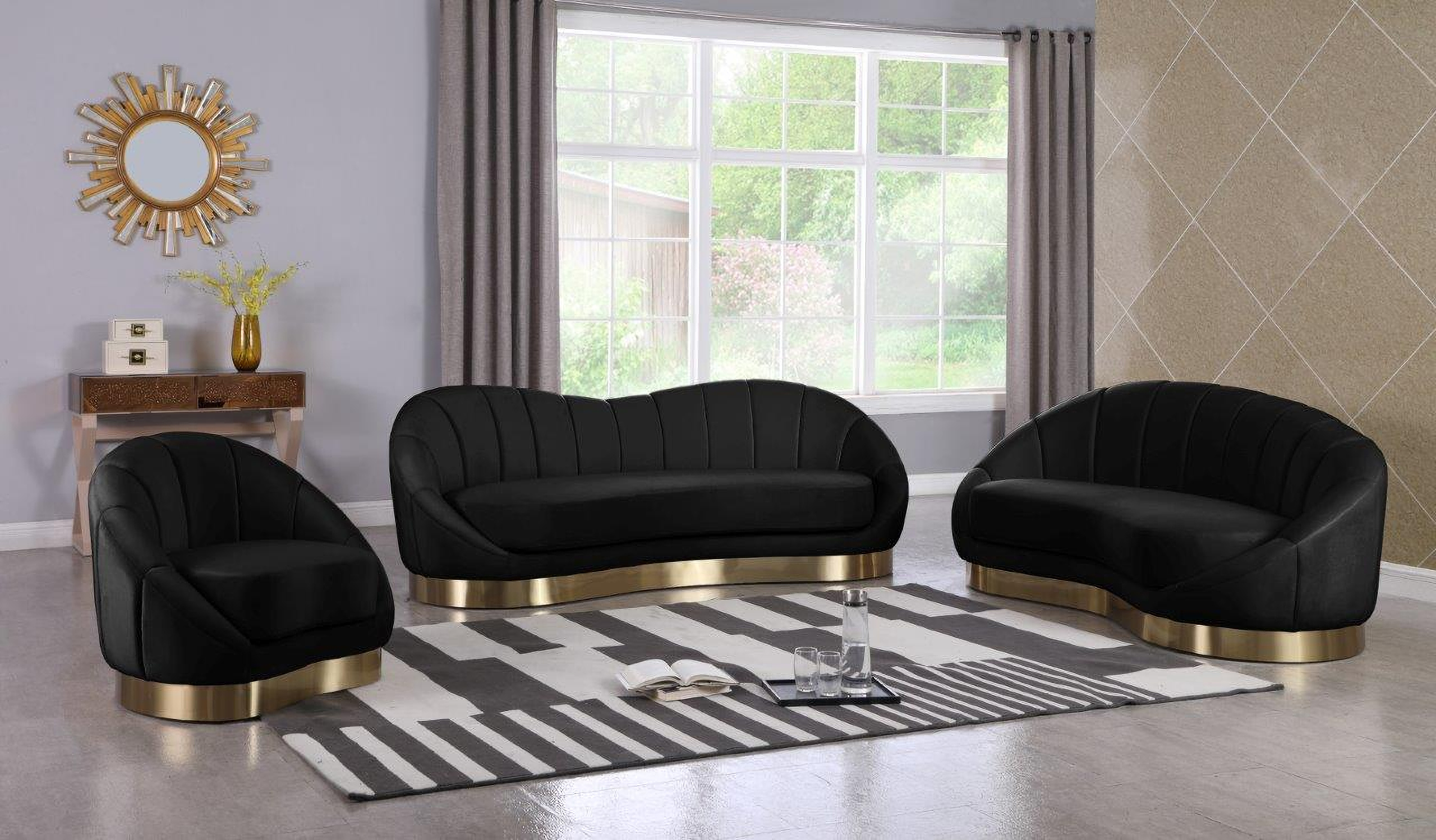 Shelly Living Room Set In Black by Meridian | 1StopBedrooms