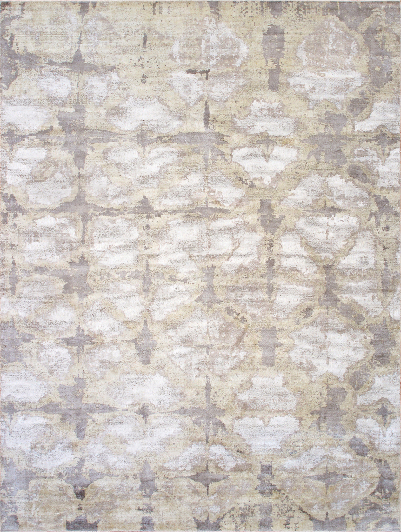 Shibori Collection Hand-Loomed Area Rug-10' x 14' In Ivory and Light ...
