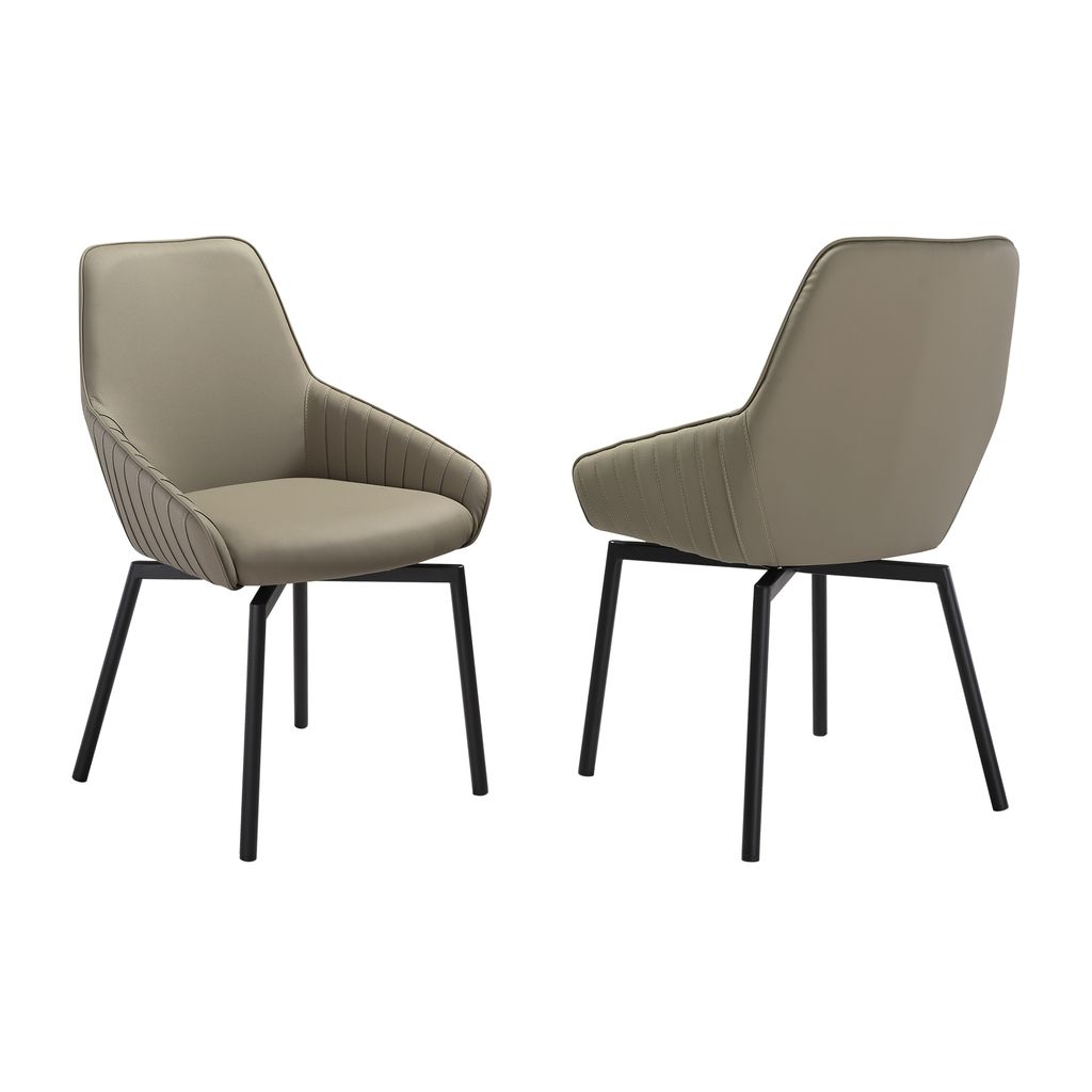 Shilo Swivel Upholstered Dining Chair in Faux Leather Set of 2 In Gray ...