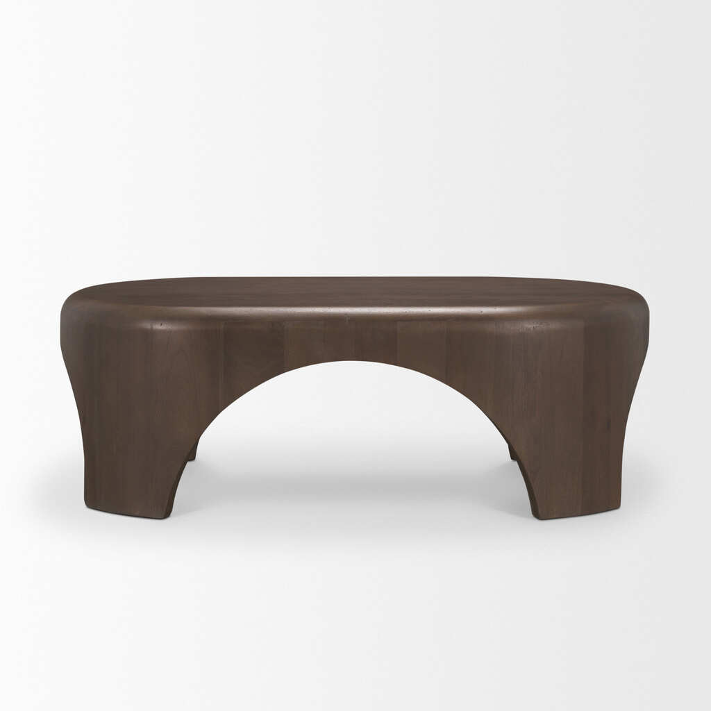 Shima Oval Wood with Arched Legs Coffee Table In Dark Brown by Mercana ...