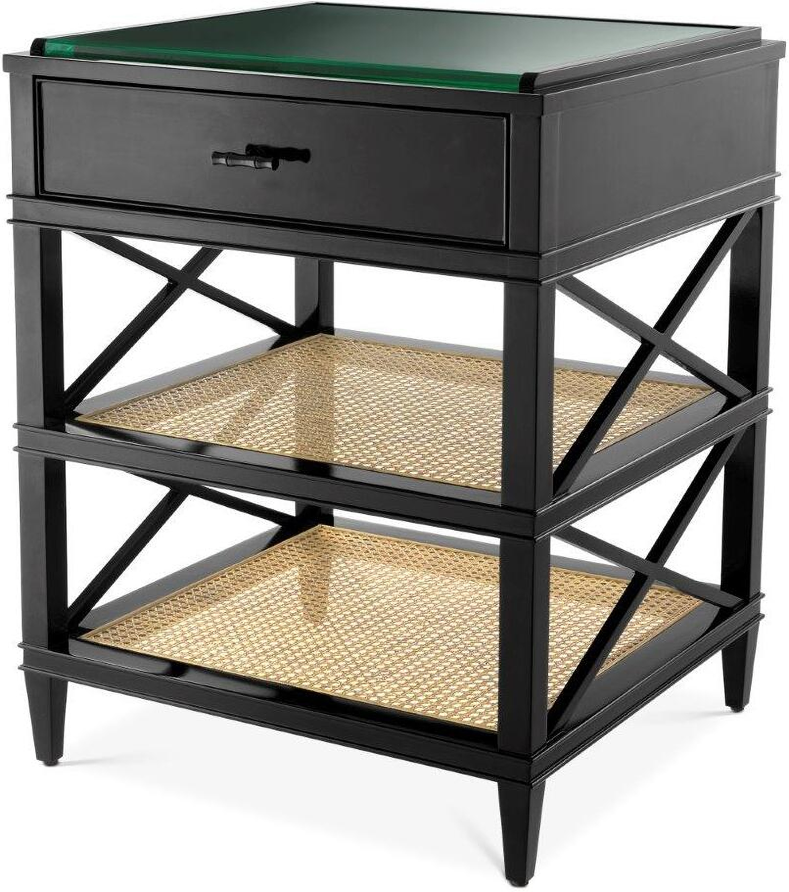 Side Table Bahamas Black Finish Natural Cane by Eichholtz | 1StopBedrooms