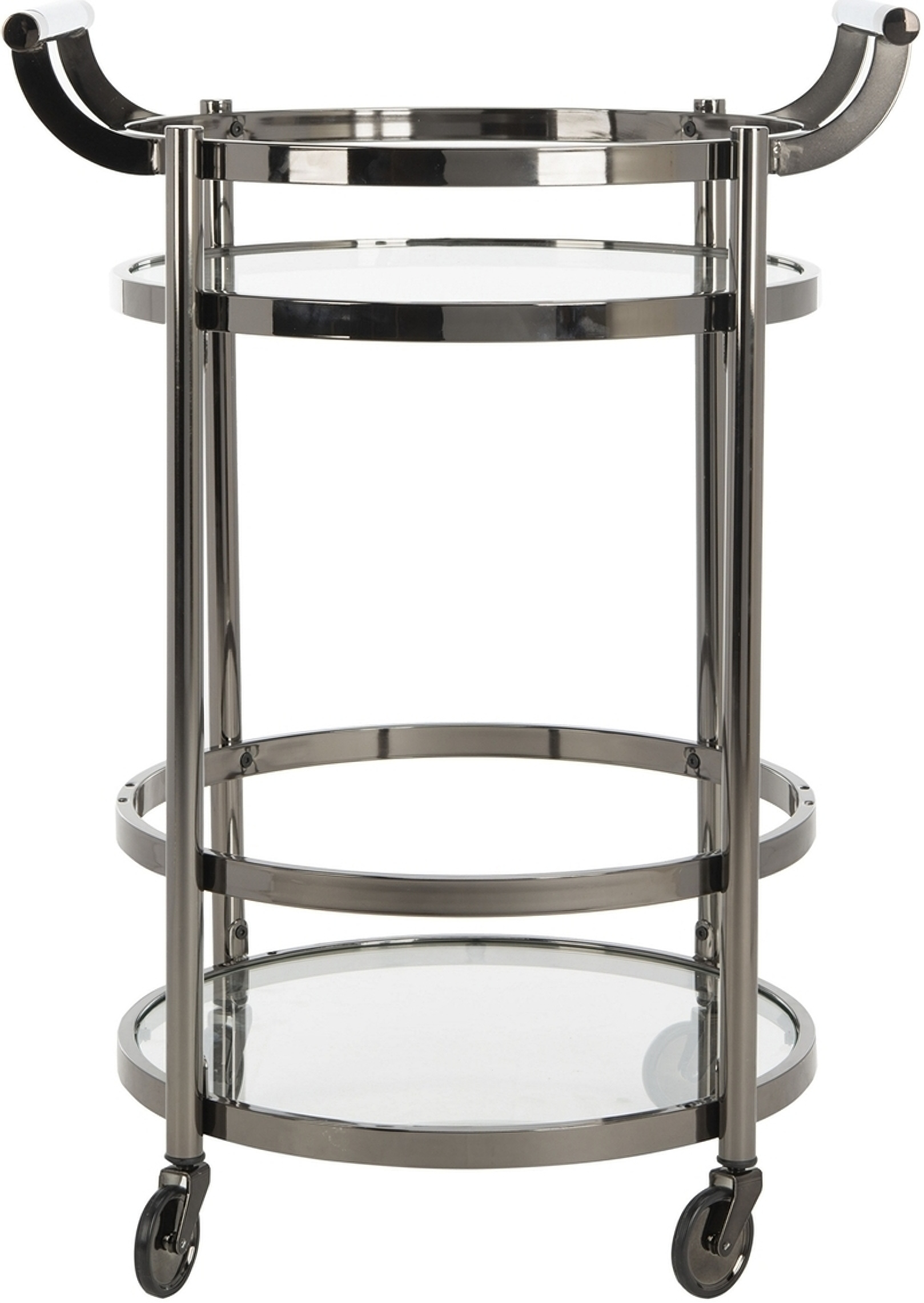 Sienna Gun Metal 2 Tier Round Bar Cart by Safavieh | 1StopBedrooms